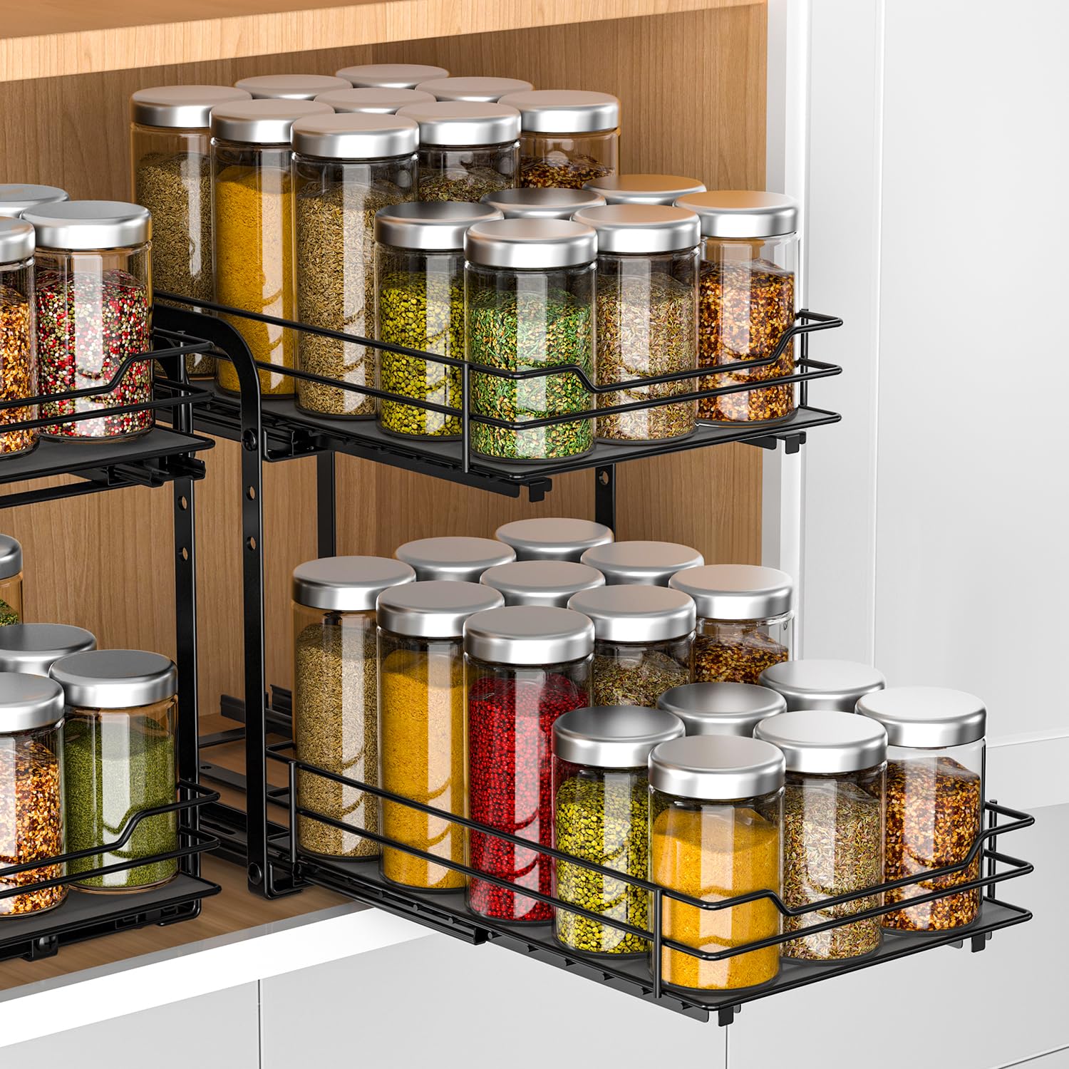 Amazon.com: RCHYFEED Spice Rack, 2 Tier Pull out Cabinet Spice ...