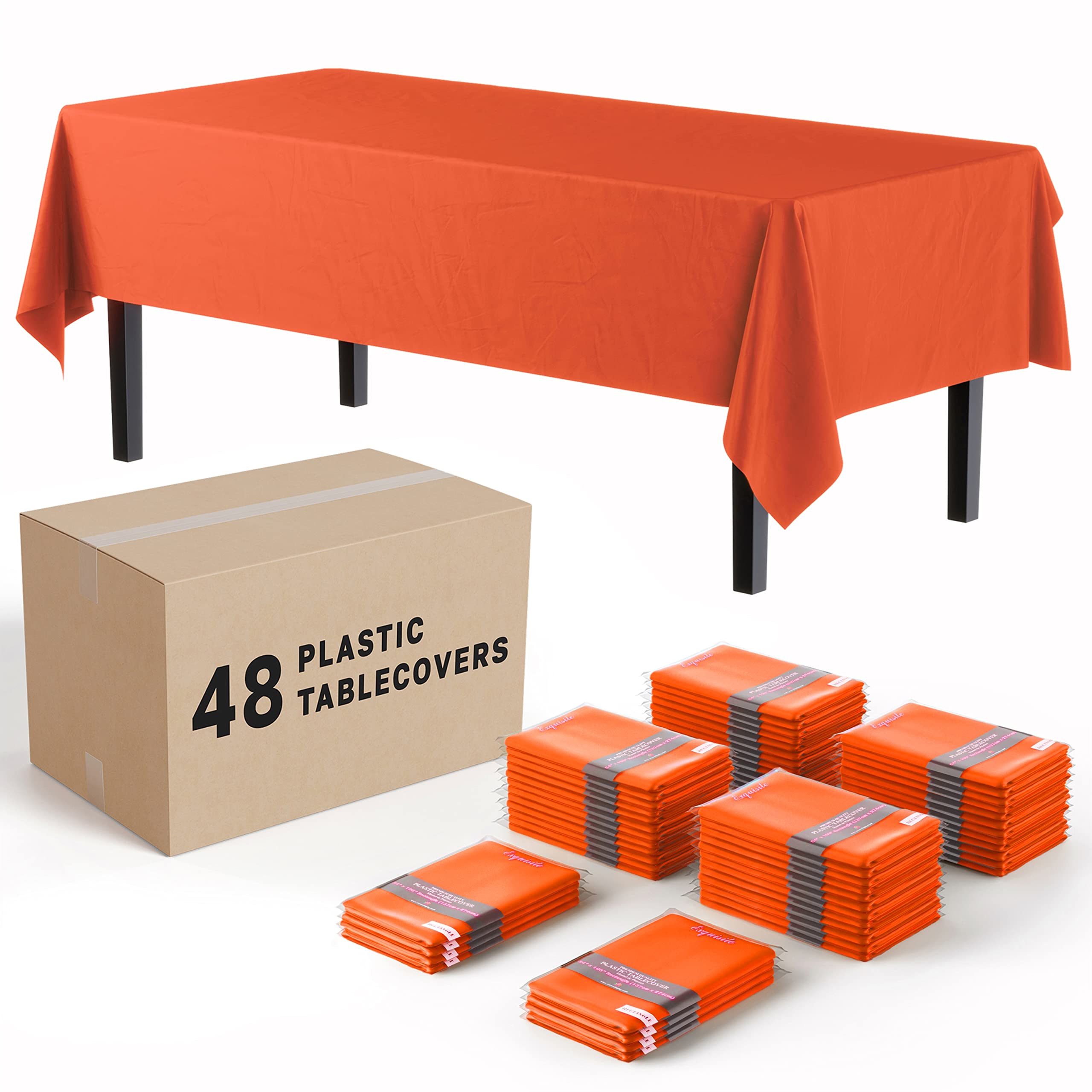 Amazon.com: Exquisite Orange Tablecloths for Rectangle Tables in Bulk ...