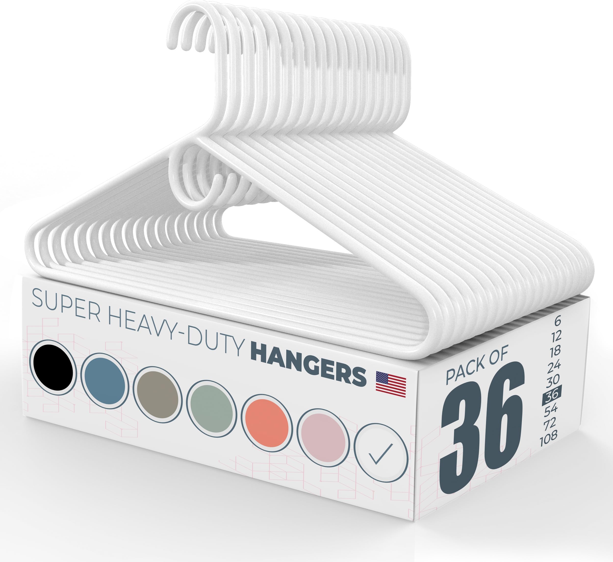 Amazon.com: Super Heavy Duty Plastic Hangers, Made in USA, White Super ...