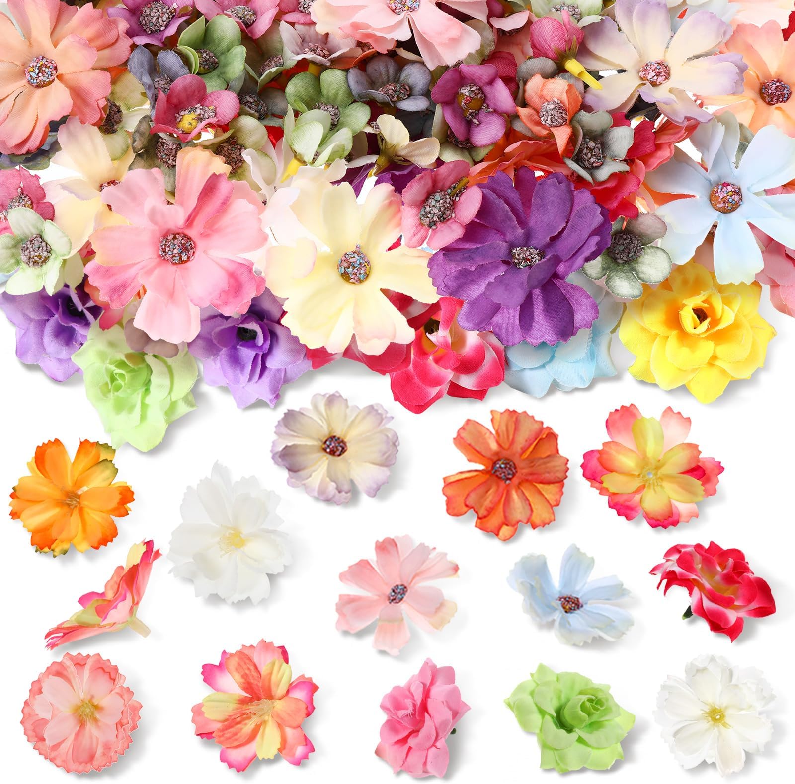 Amazon.com: 100 Pcs Faux Flower Heads Artificial Flowers Head Mini Fake ...