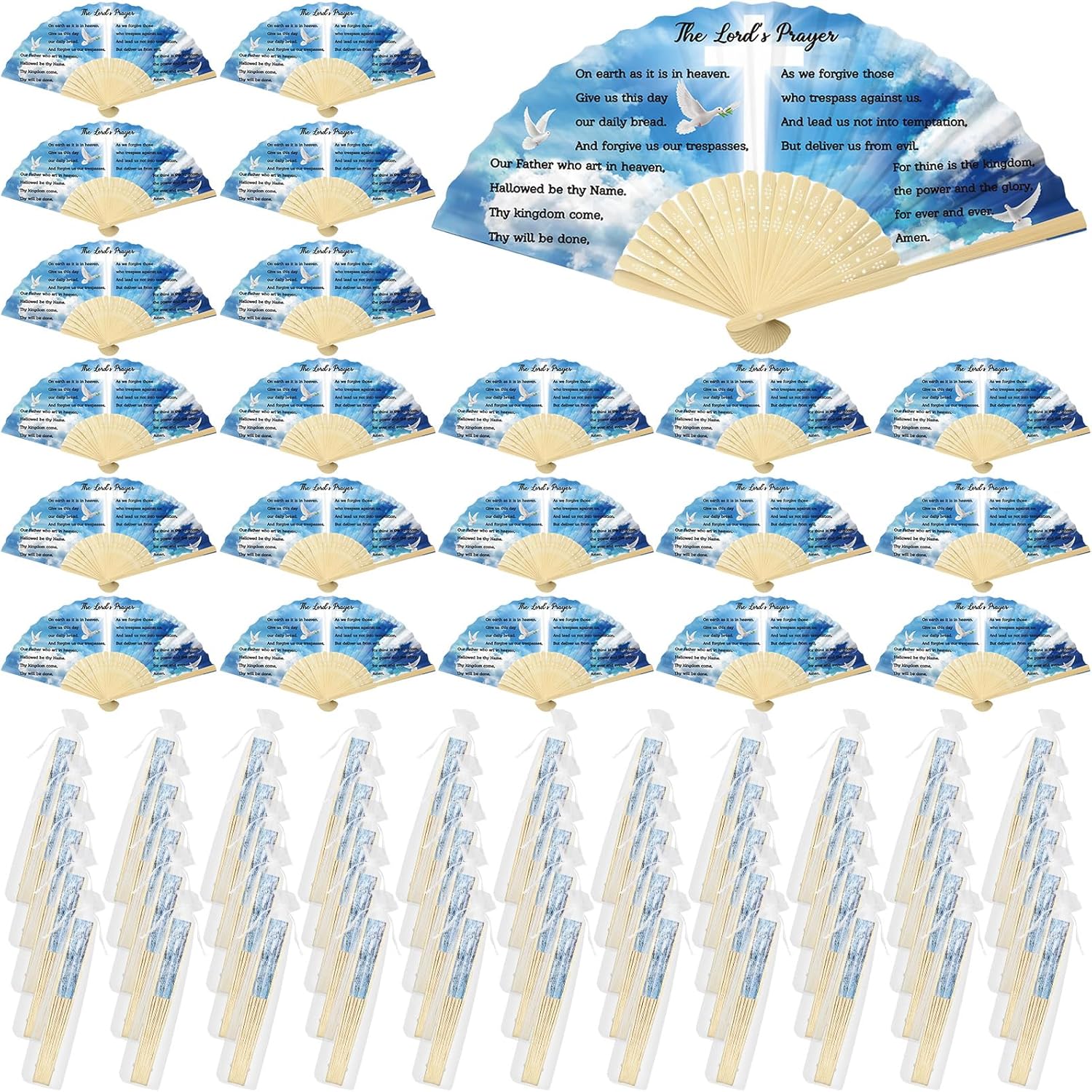Amazon.com: Beeveer 50 Pcs Christian Paper Hand Fans Foldable Church ...