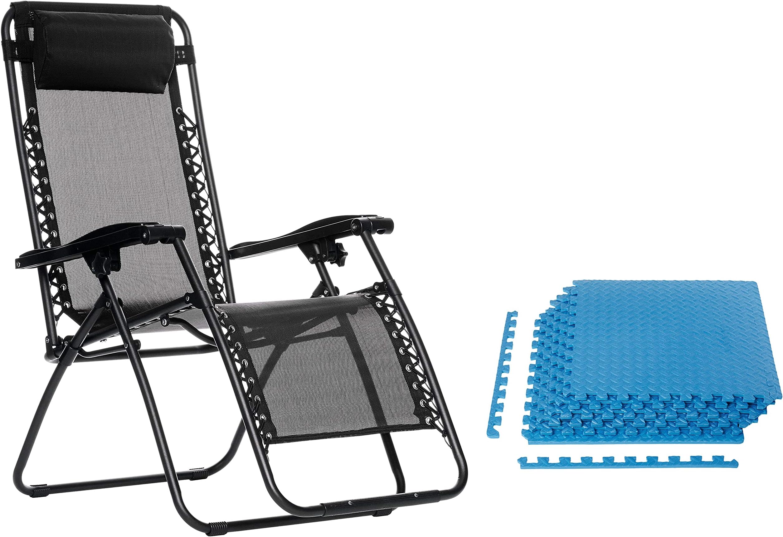 Amazon Basics Steel Zero Gravity Reclining Lounge Portable Chair, Black ...