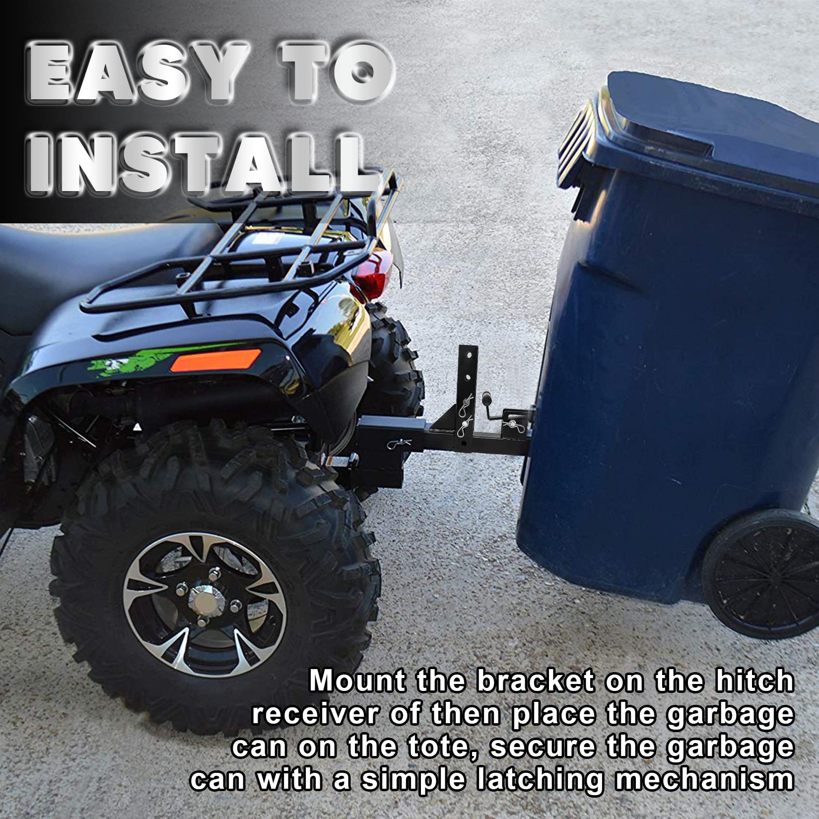 Snapklik.com : VONLX Adjustable Trash Can Transporter Hitch