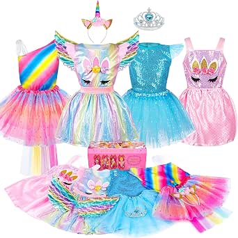 Amazon.com: Princess Dresses for Girls Dress up Clothes Trunk, BIBUTY ...