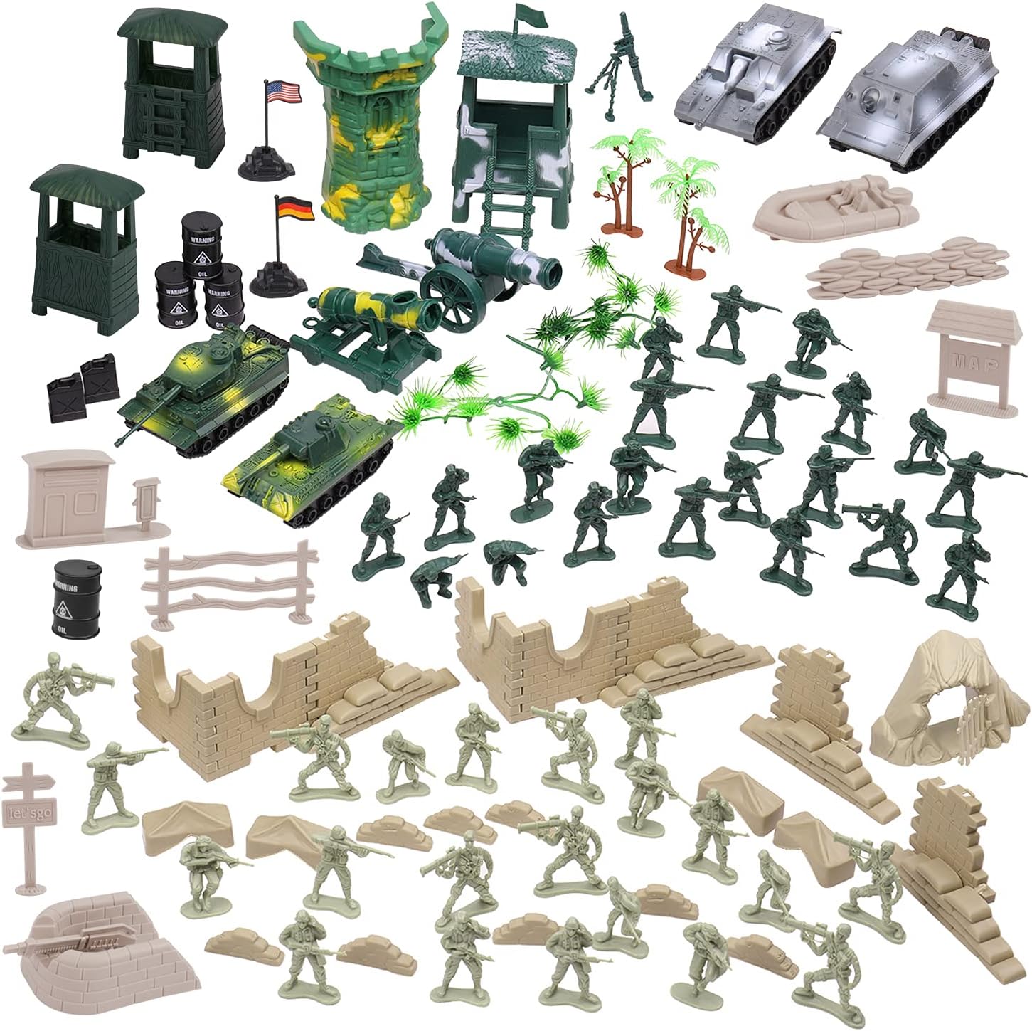 Amazon.com: Flexzion Military Action Figures Playset, Army Men Toy ...