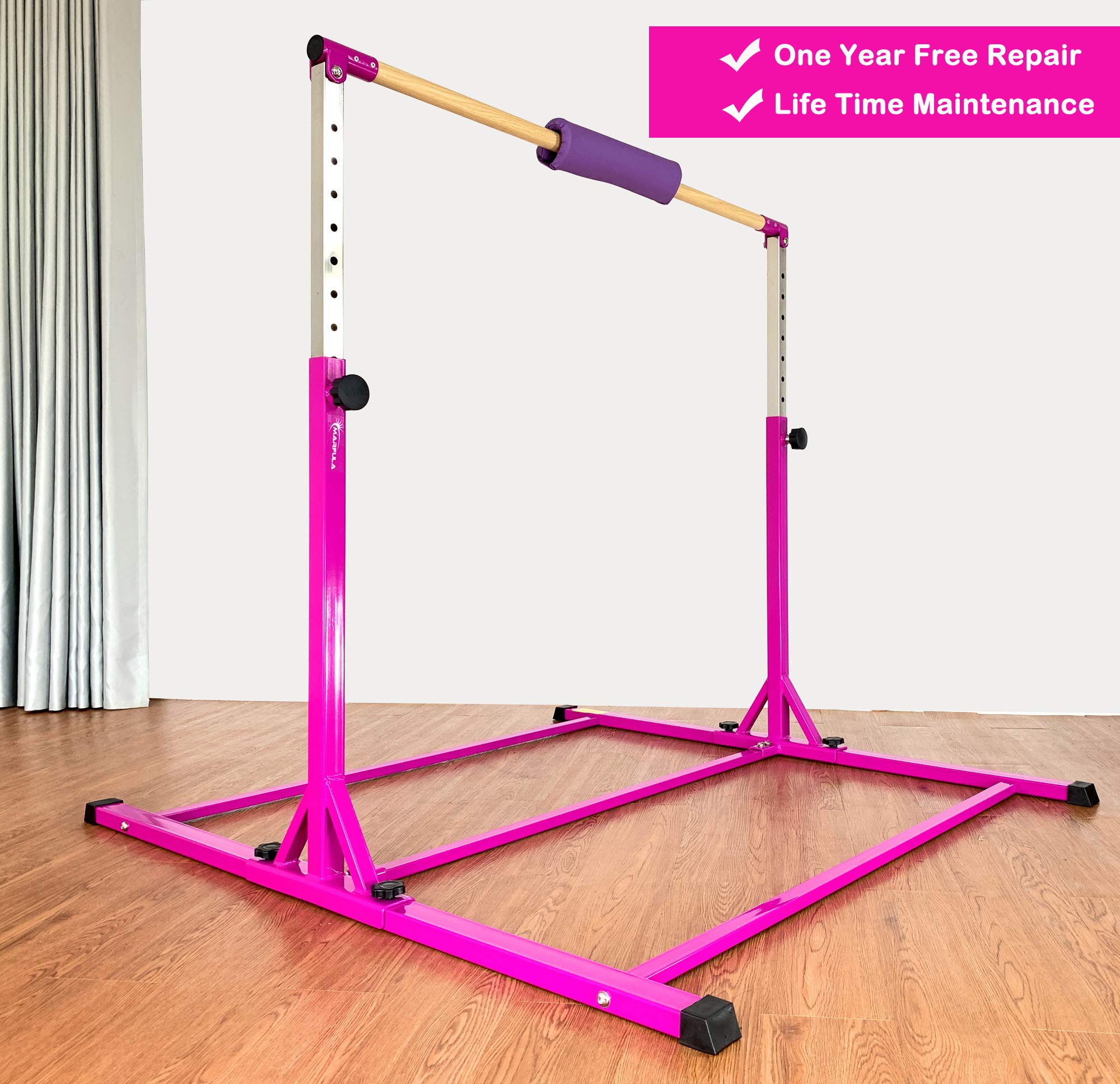 MARFULA Adjustable Gymnastics Bar Kip Bar with Fiberglass Rail & 304 ...
