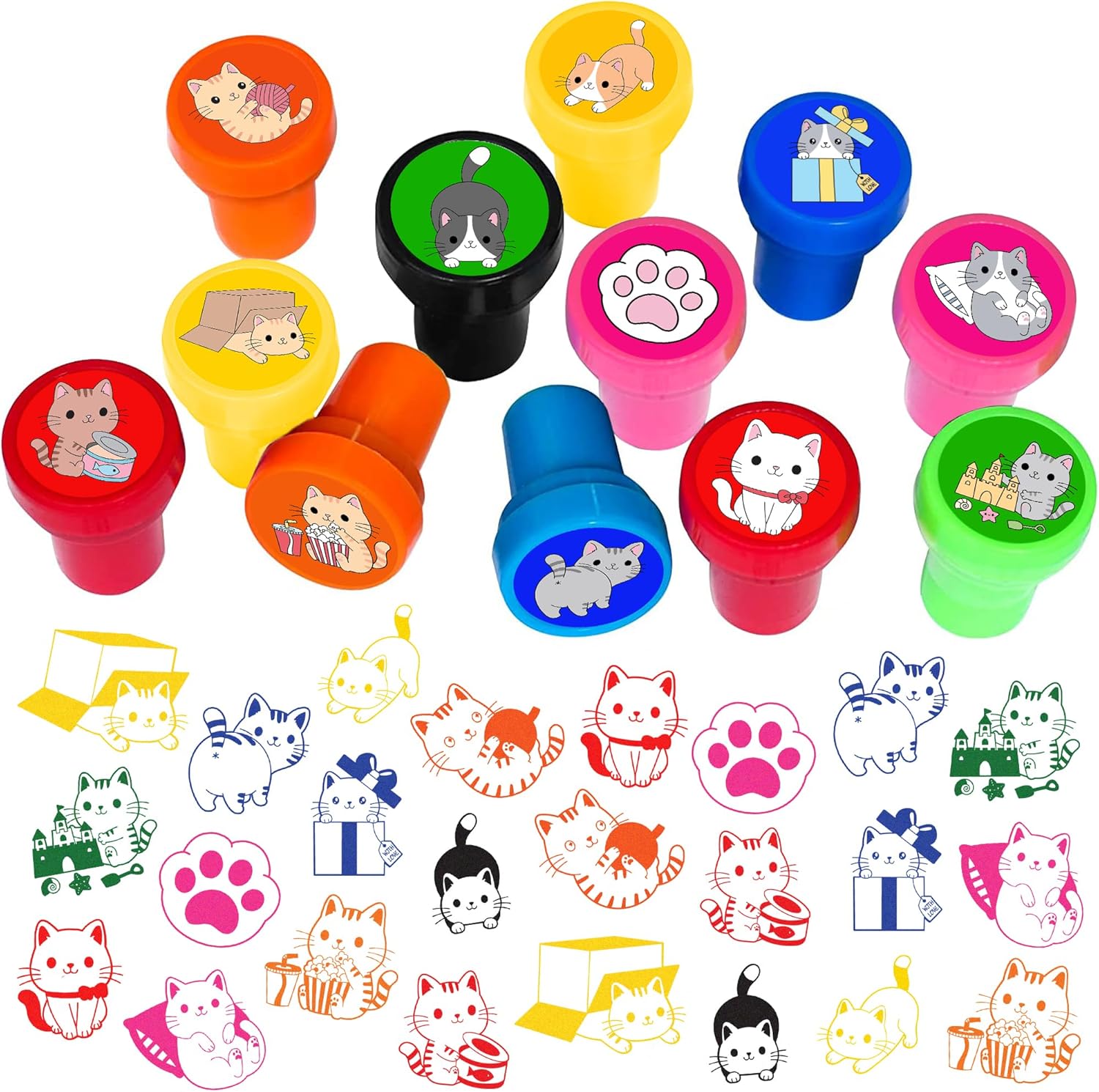 Amazon.com: Cat Themed Stamps for Kids, Themed Cute Cat Birthday Party ...