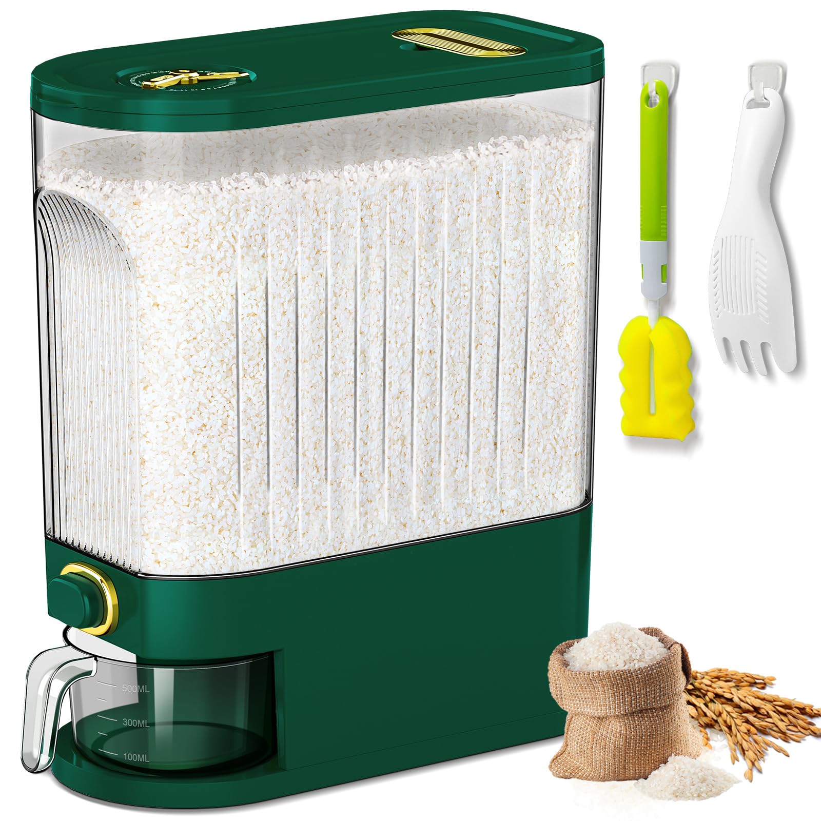 Amazon.com: Lenwi 22 Lbs Rice Dispenser, Large Dry Food Storage ...