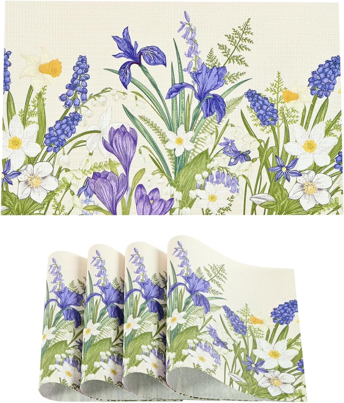 Amazon.com: Vinyl Rectangular Placemats Set of 4 - Non Slip Place Mats ...