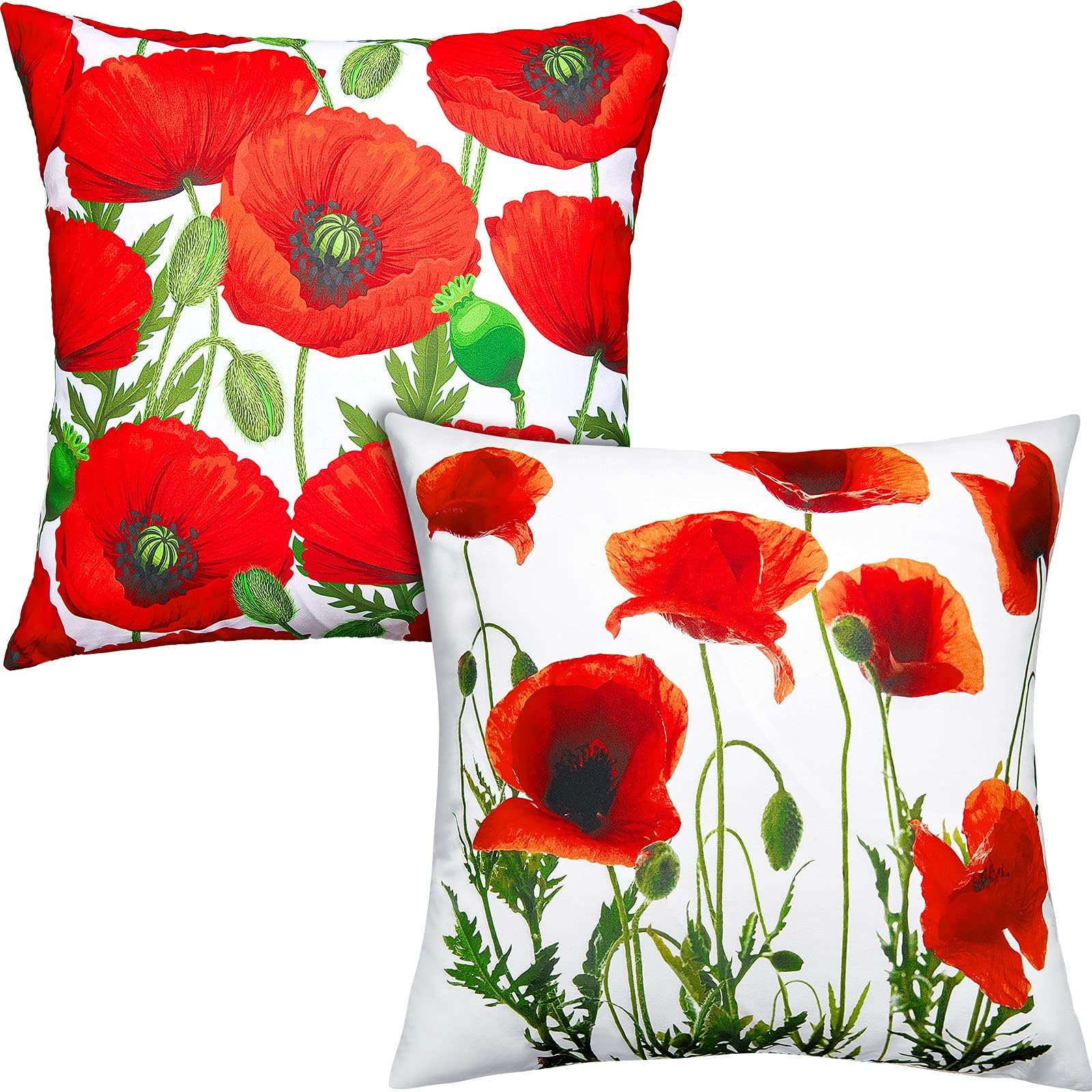 Poppy, Chenille Cushion Covers, Floral Cushions, Pillow Covers, 18" x ...