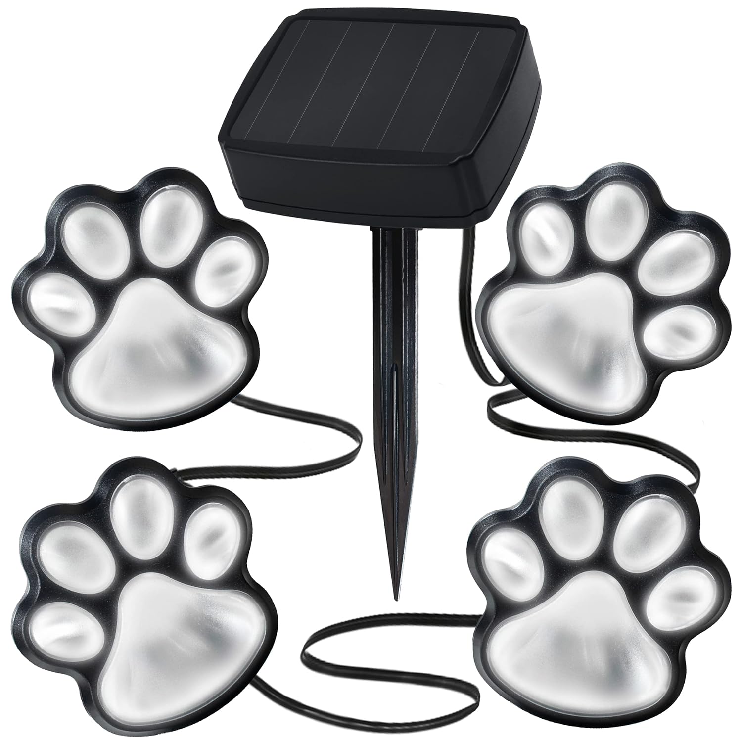 Paw Print Solar Garden Lights - Set of 4 Solar Powered LED Lights - Dog ...
