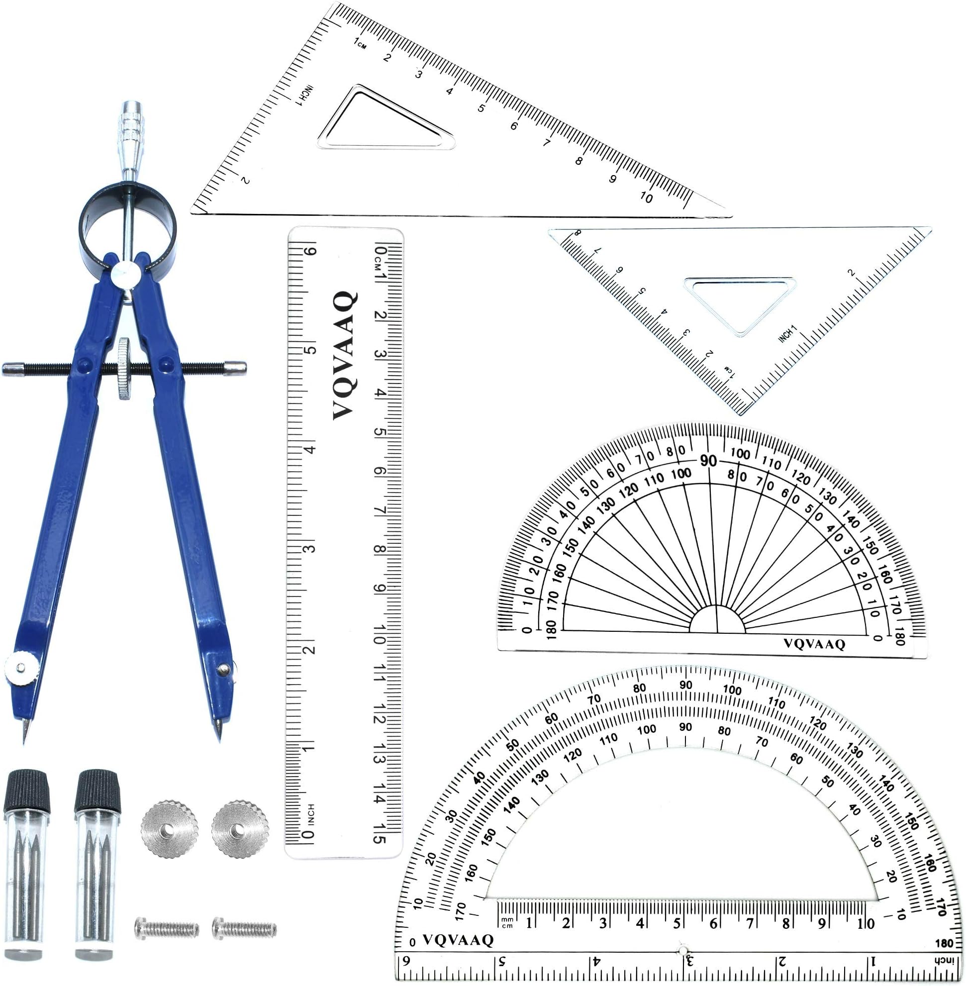 Amazon.com : 6 Piece Geometry School Set,with Quality Compass, Linear ...