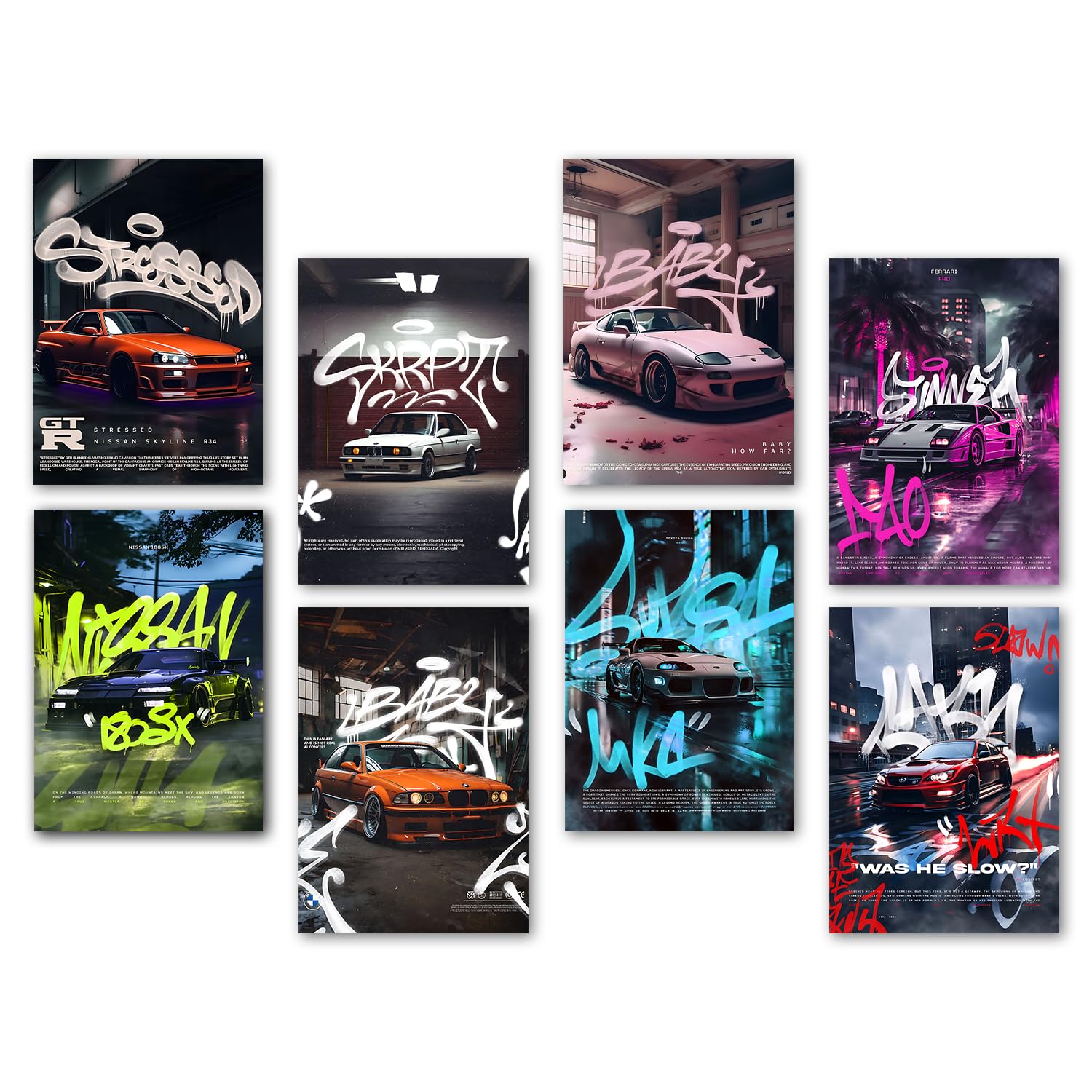 Wallgasm Pack of 8 - Car Posters 8x12 inch (A4 Size) 300 GSM|Car ...