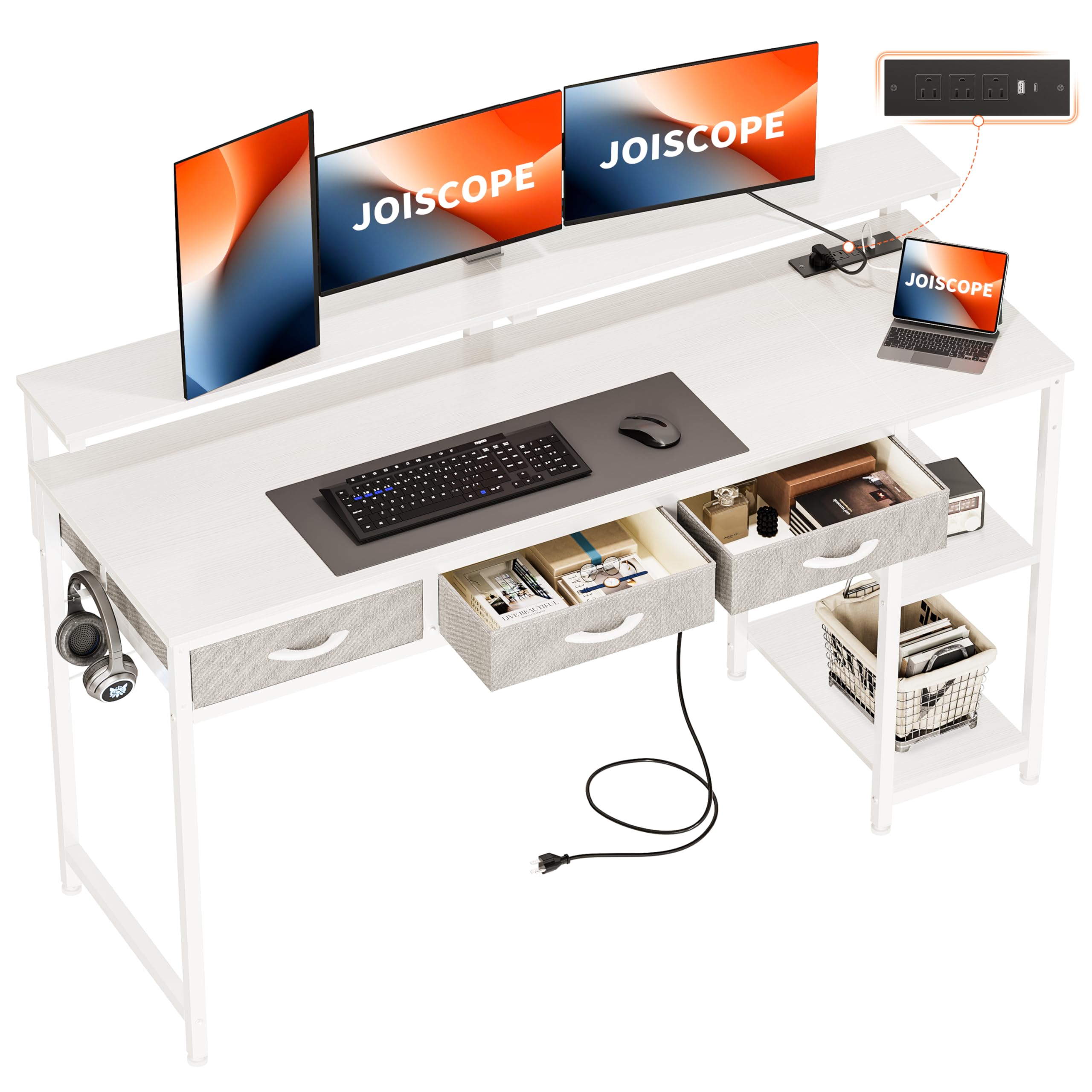 Amazon.com: JOISCOPE Home Office Desk with Power Outlets (3AC, USB ...