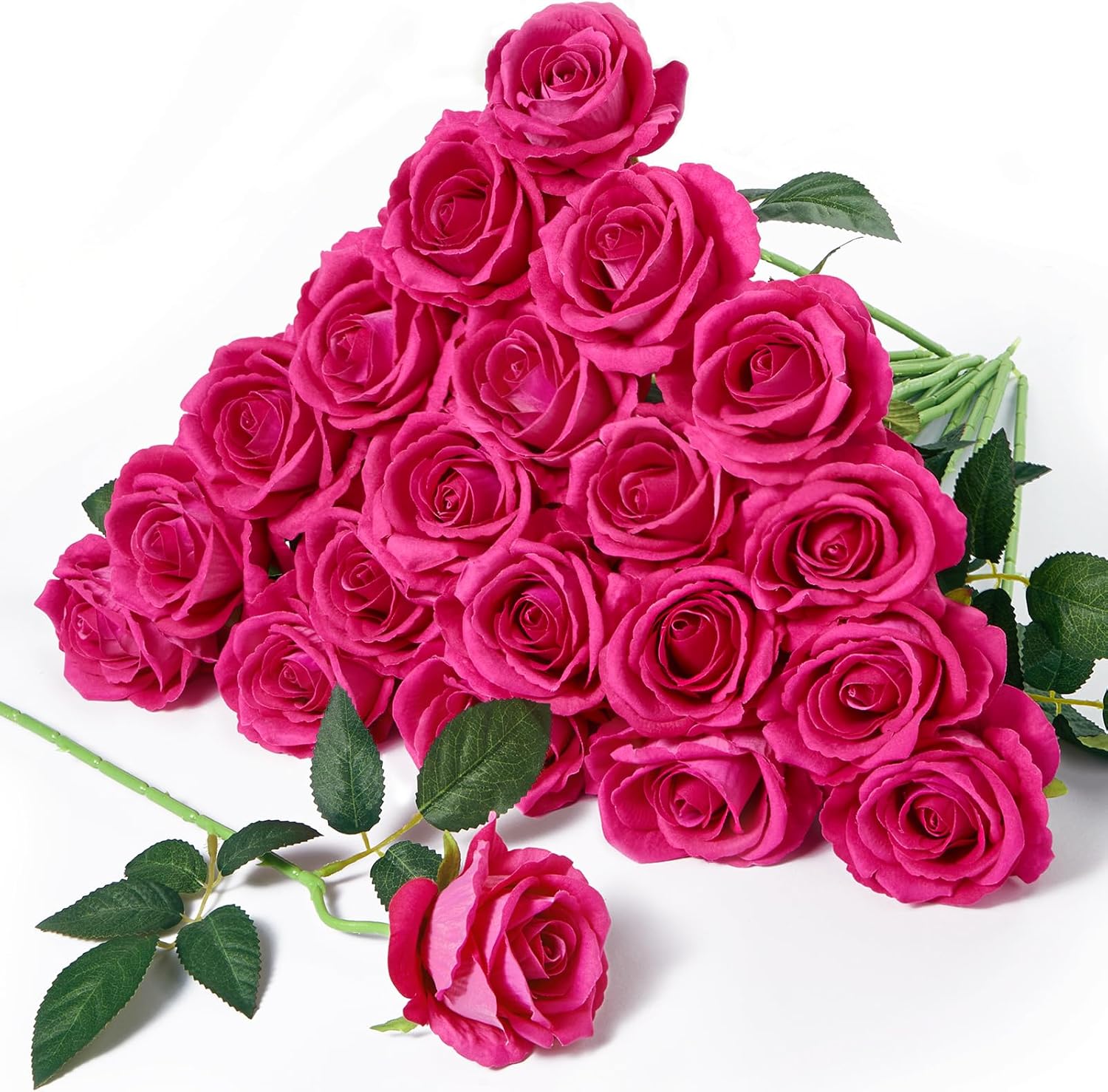 Amazon.com: Serwalin 20pcs Artificial Roses, 4'' Big Flower Head, Hot ...