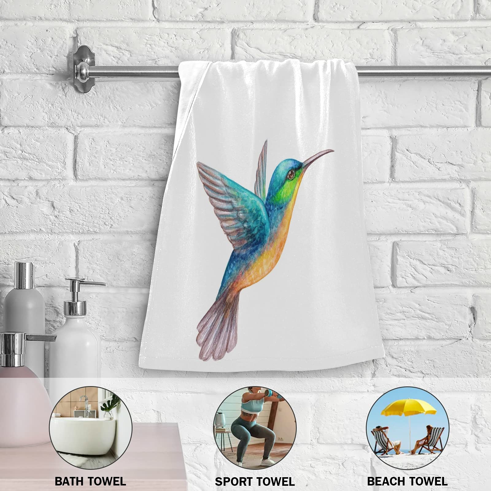 Pfrewn Exotic Tropical Hummingbird Hand Towels Set of 2 Bathroom Towel ...