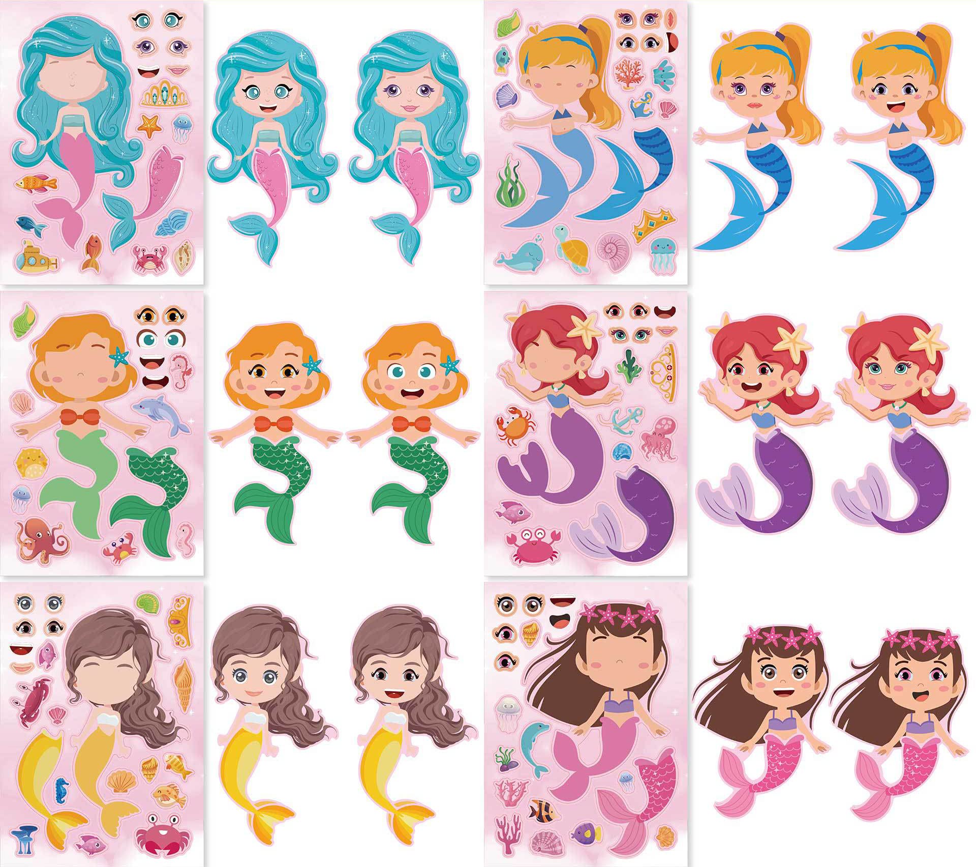 Amazon.com: 36 PCS Make-a-face Sticker Sheets Large Make Your Own Mix ...