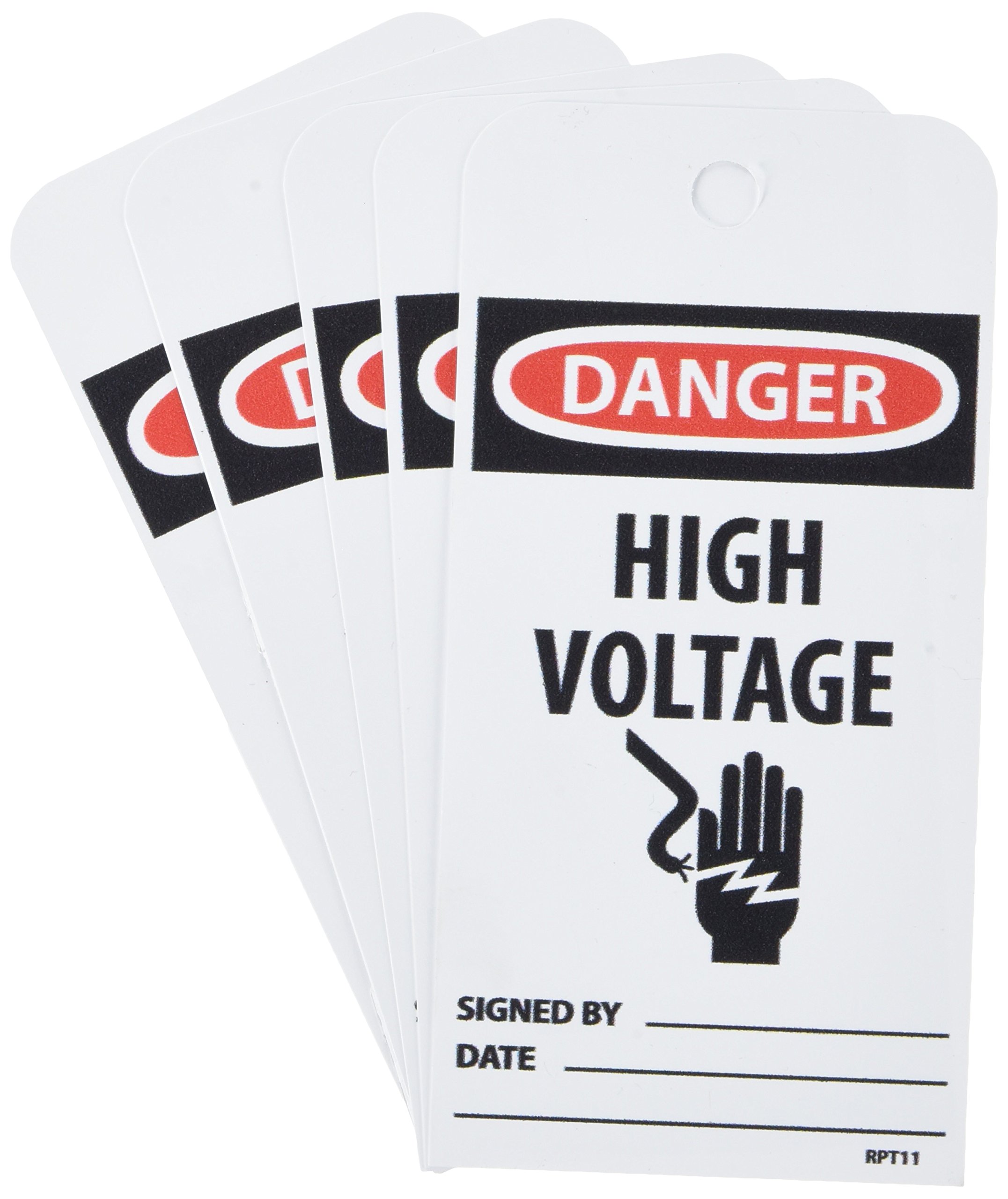 NMC RPT11 "Danger - HIGH Voltage" Accident Prevention Tag, Unrippable ...
