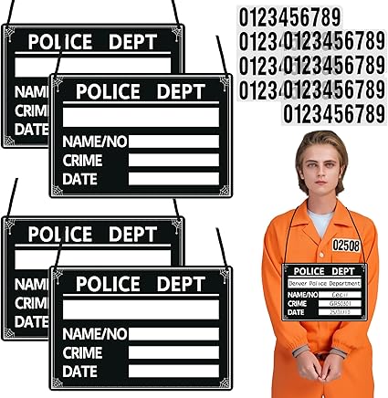 Amazon.com : codree 4 Set Halloween Prisoner Costume Nameplates, Prison ...