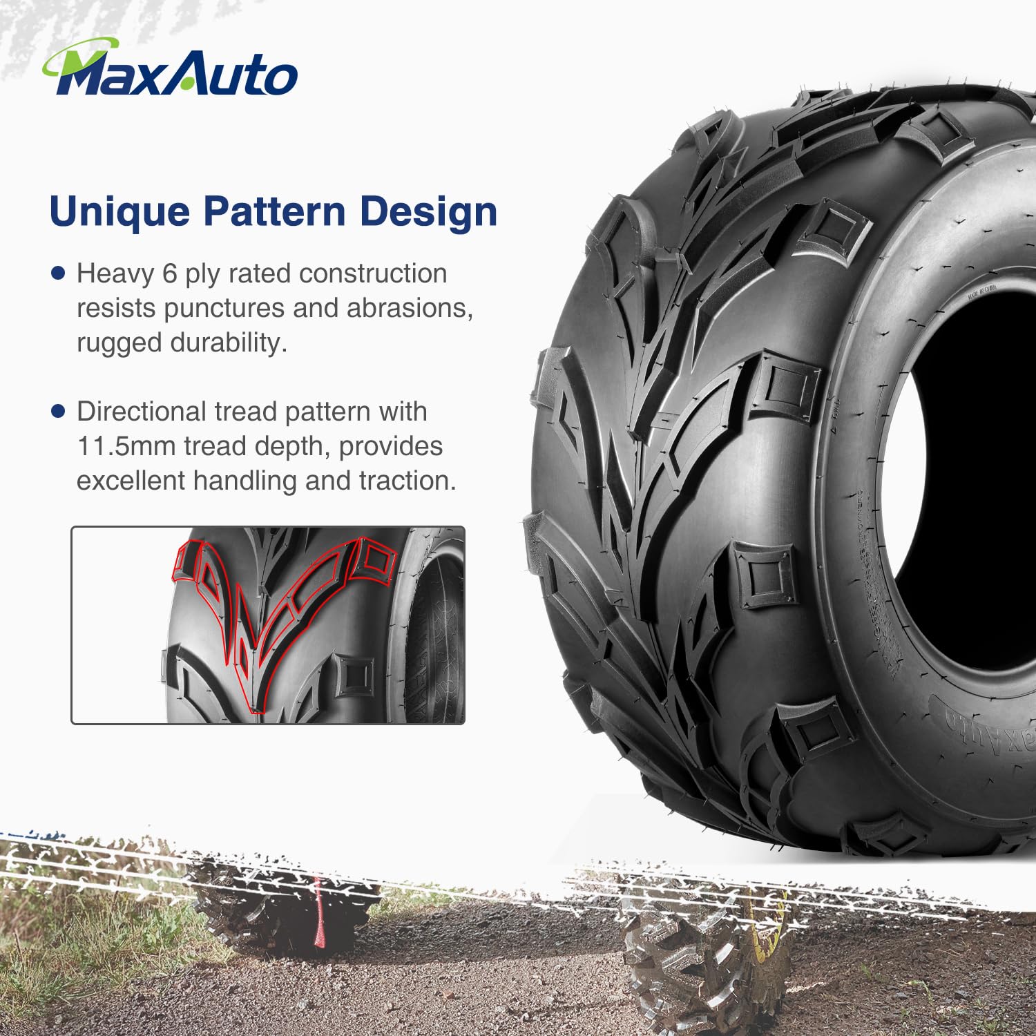 Snapklik.com : MaxAuto 22x10-10 Sport ATV Tires 22x10x10 Quad Tires