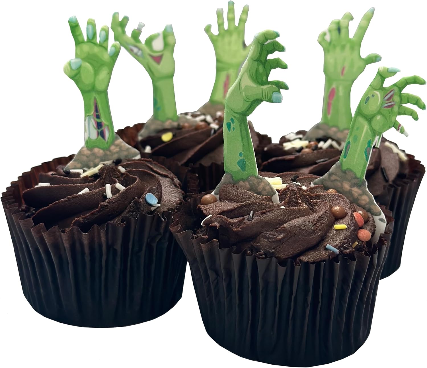 20 Stand Up Halloween Zombie Hands Themed Edible Wafer Paper Cake ...