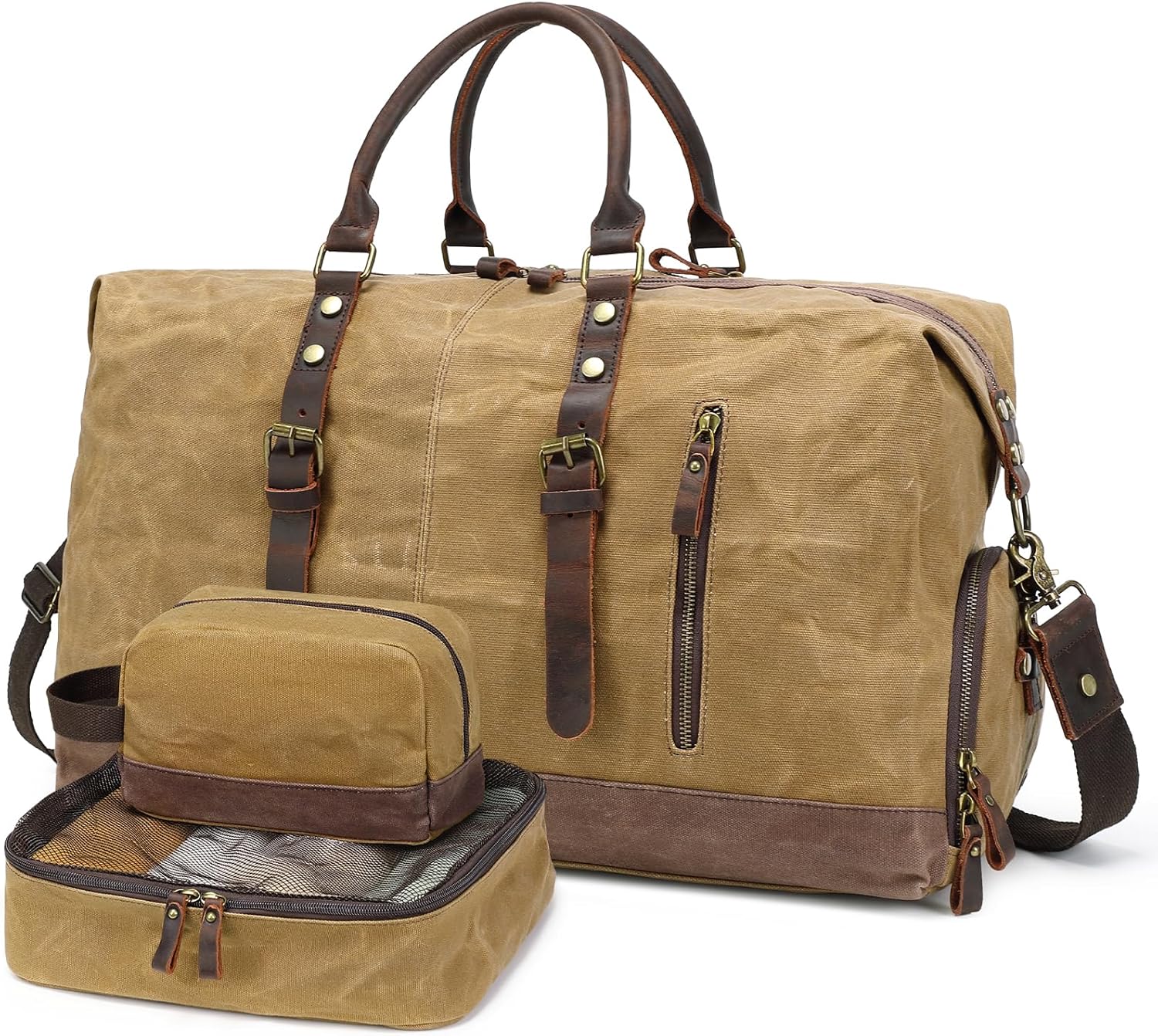 Amazon.com | Yamons Duffel Bag for Travel: Leather Weekender Overnight ...