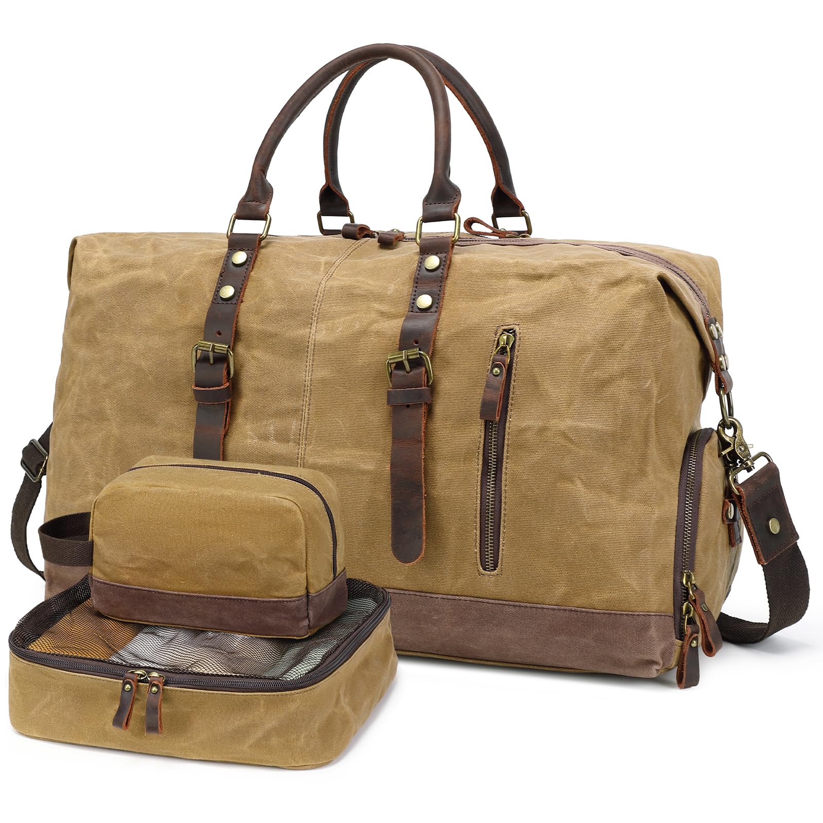 Amazon.com | Yamons Duffel Bag for Travel: Leather Weekender Overnight ...