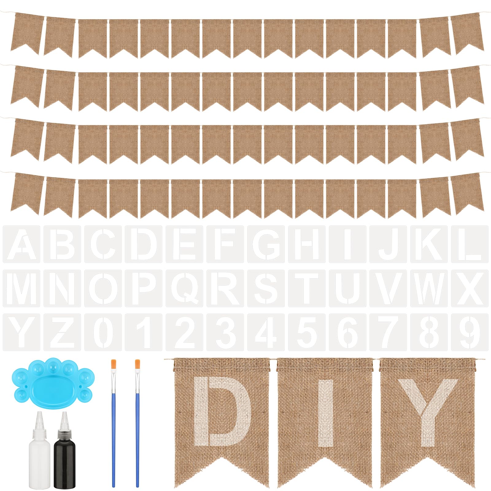 Amazon.com: VitalCozy 101 Pcs Custom Burlap Banner DIY Set, 60 Burlap ...