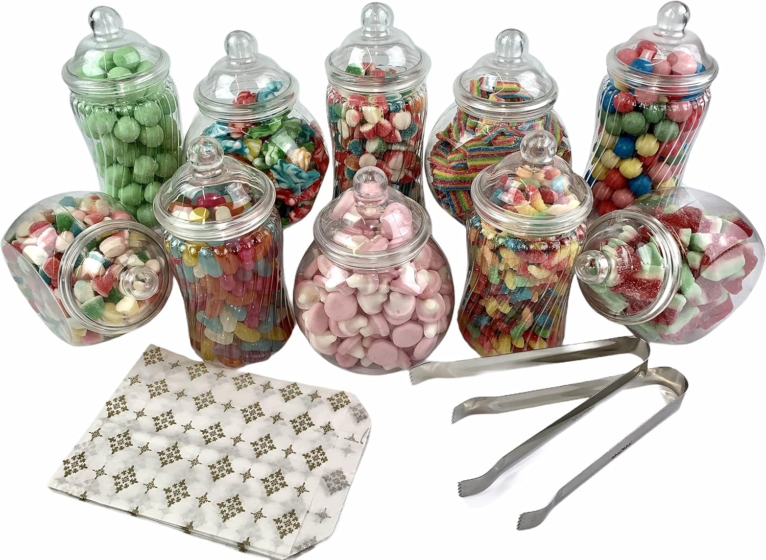 Sweet Tree Celebrations 10 Jar Small Spiral Plastic Sweet Candy Buffet ...