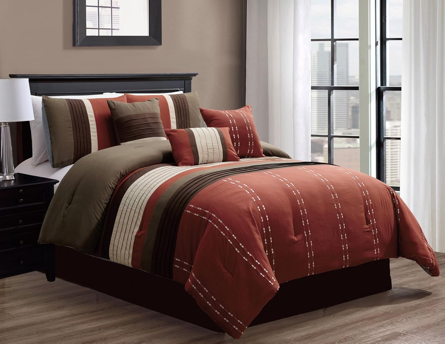 Amazon.com: Luxury 7 Piece Comforter Set (Spice, King) : Home & Kitchen