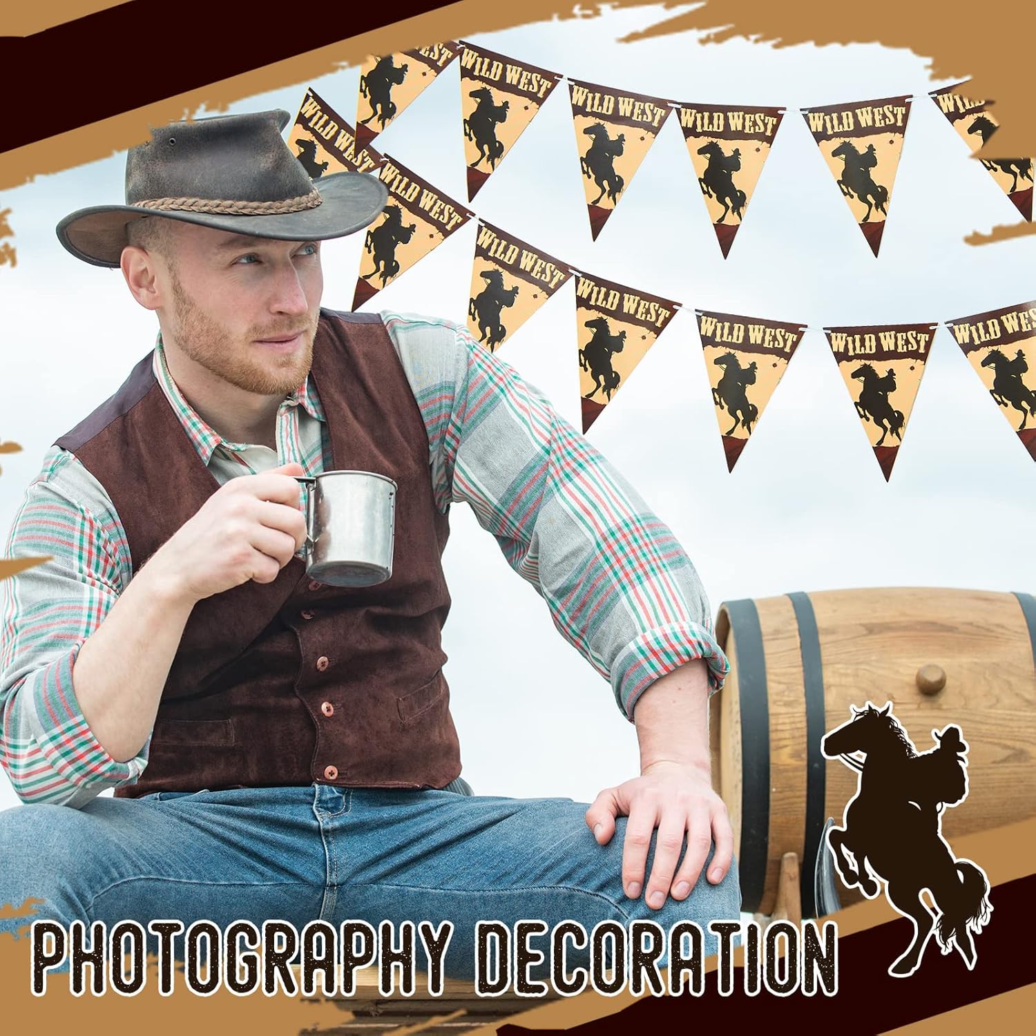 2 Packs Wild West Pennant Bunting Horse Racing Decorations Wild West ...