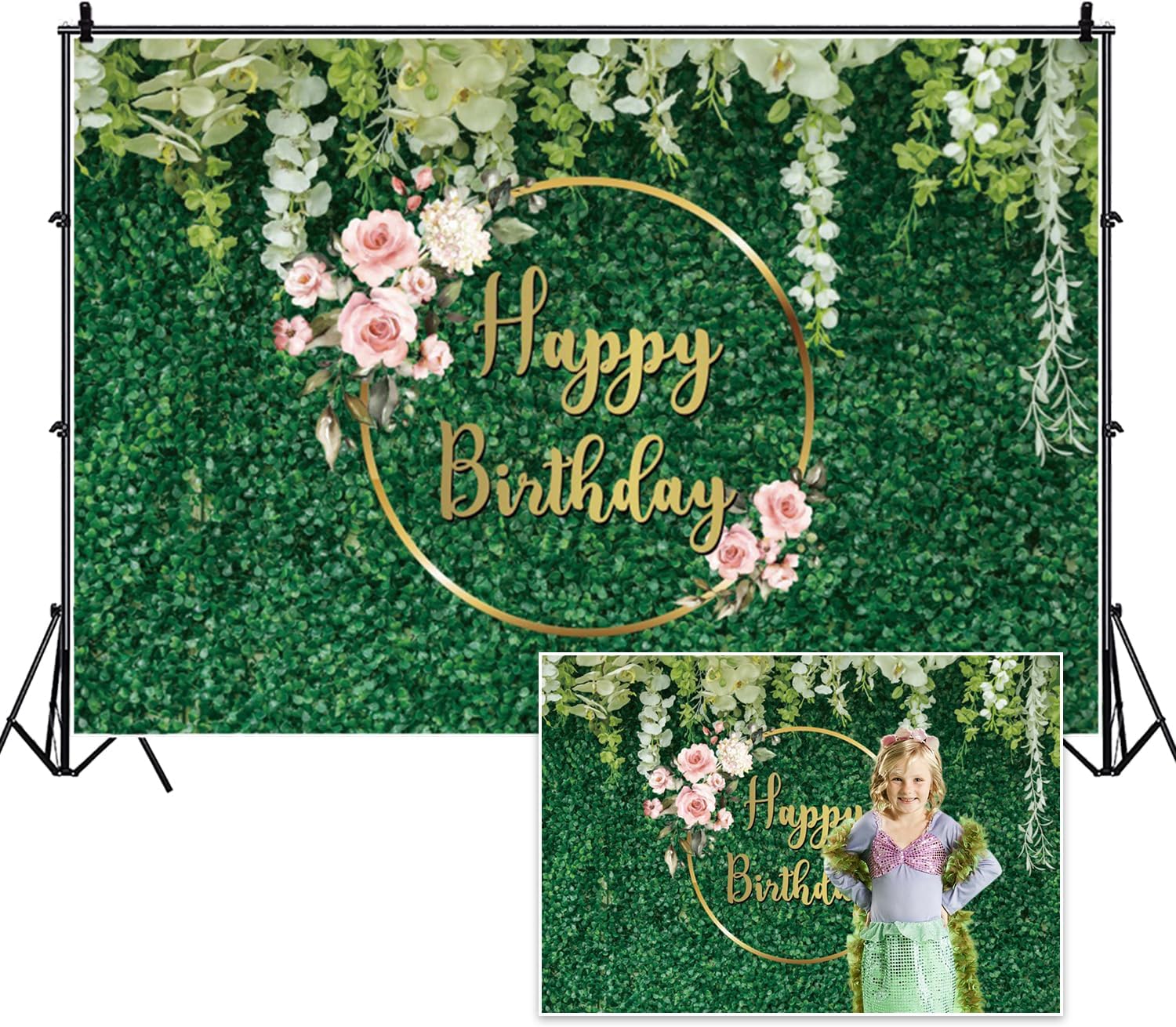 Amazon.com : Vie Savaran 7x5ft Happy Birthday Backdrop Green Grass ...