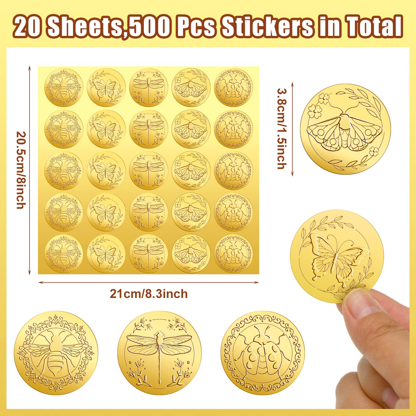 Snapklik.com : Chinco 500 Pieces Gold Embossed Envelope Seals Stickers ...
