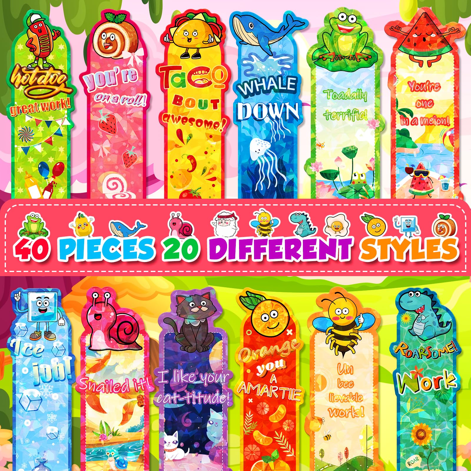 Snapklik.com : OtRainbow 40PCS Colorful Cute Bookmarks