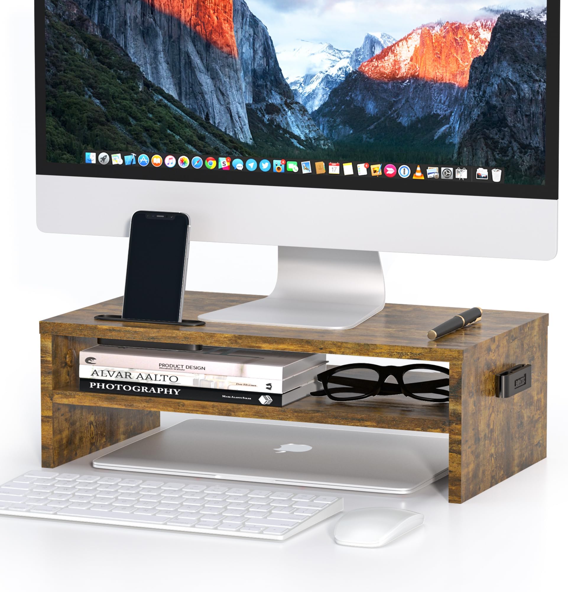 Ttap Oak Wood Monitor Stand / TV Desk Stand / PC Monitor Riser / Desk ...