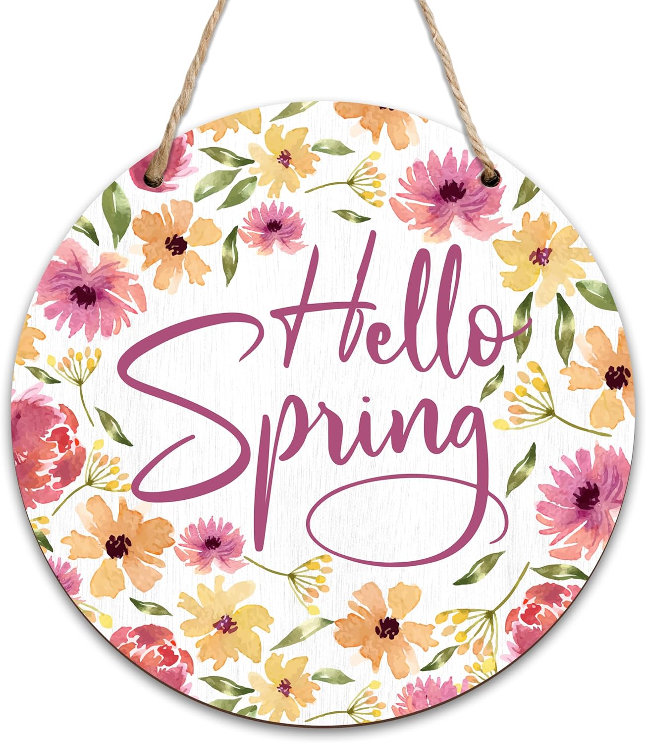 Amazon.com: Hello Spring Door Sign Decorations, Floral Hanging Sign For ...