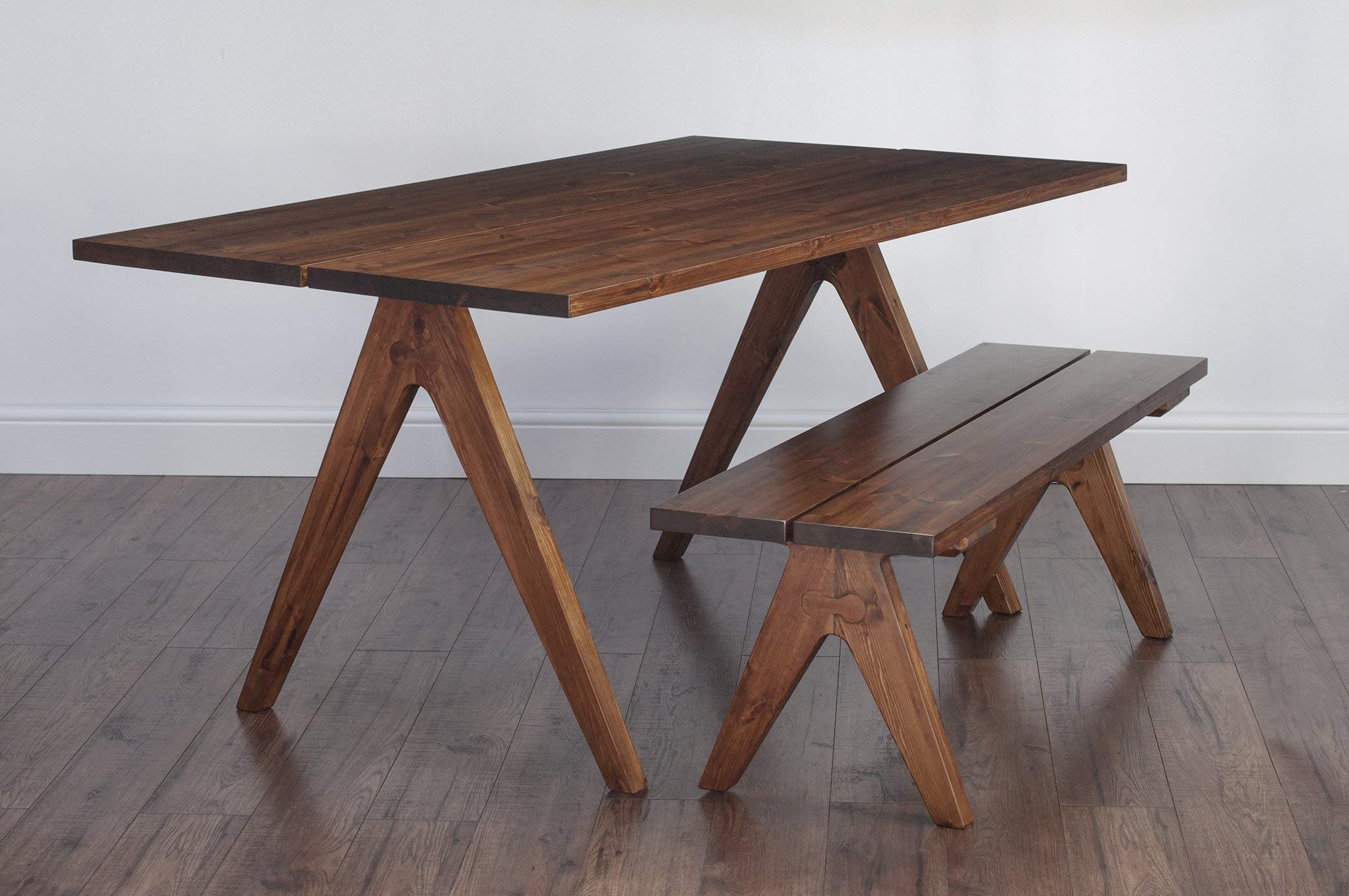 New Rustic Split Top Trestle Style Dining Kitchen Table Bench ...