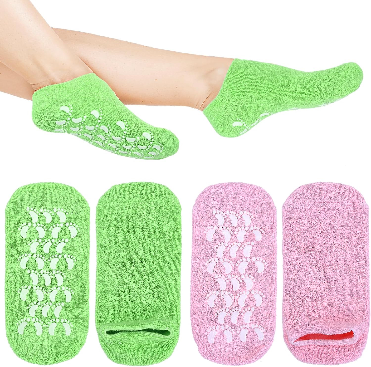 2Pairs Moisturizing Socks for Dry Cracked Feet Women Overnight, Non ...