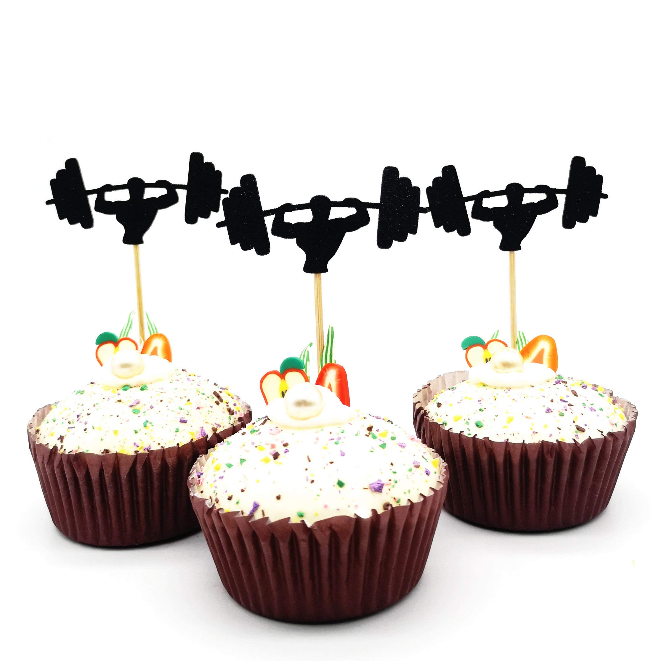 Hnhpe Black Glitter Fitness Cupcake Topper Stong Man Cupcake Toppers ...