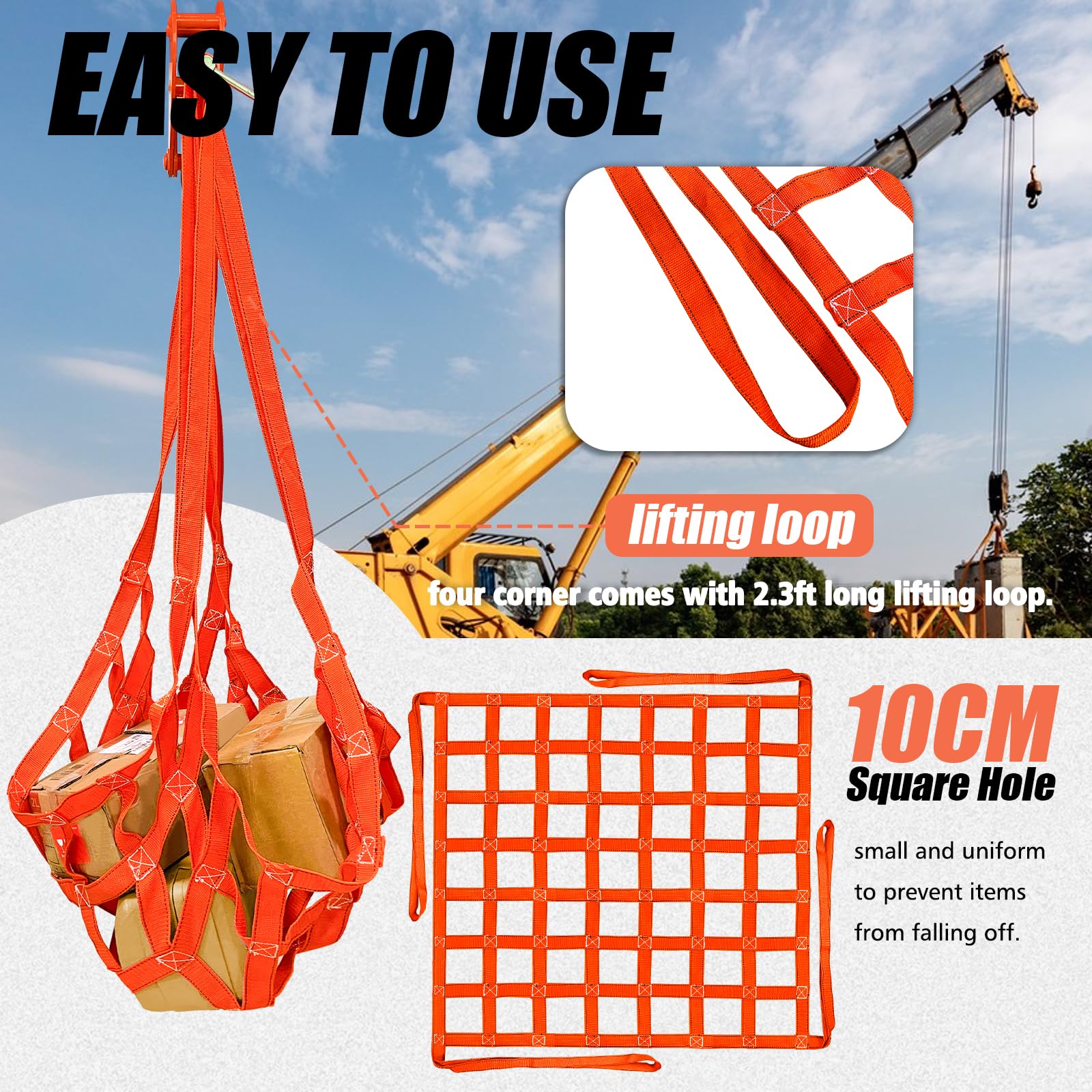 Snapklik.com : Cargo Lifting Net 3.28 X 3.28, Lifting Net Straps For ...
