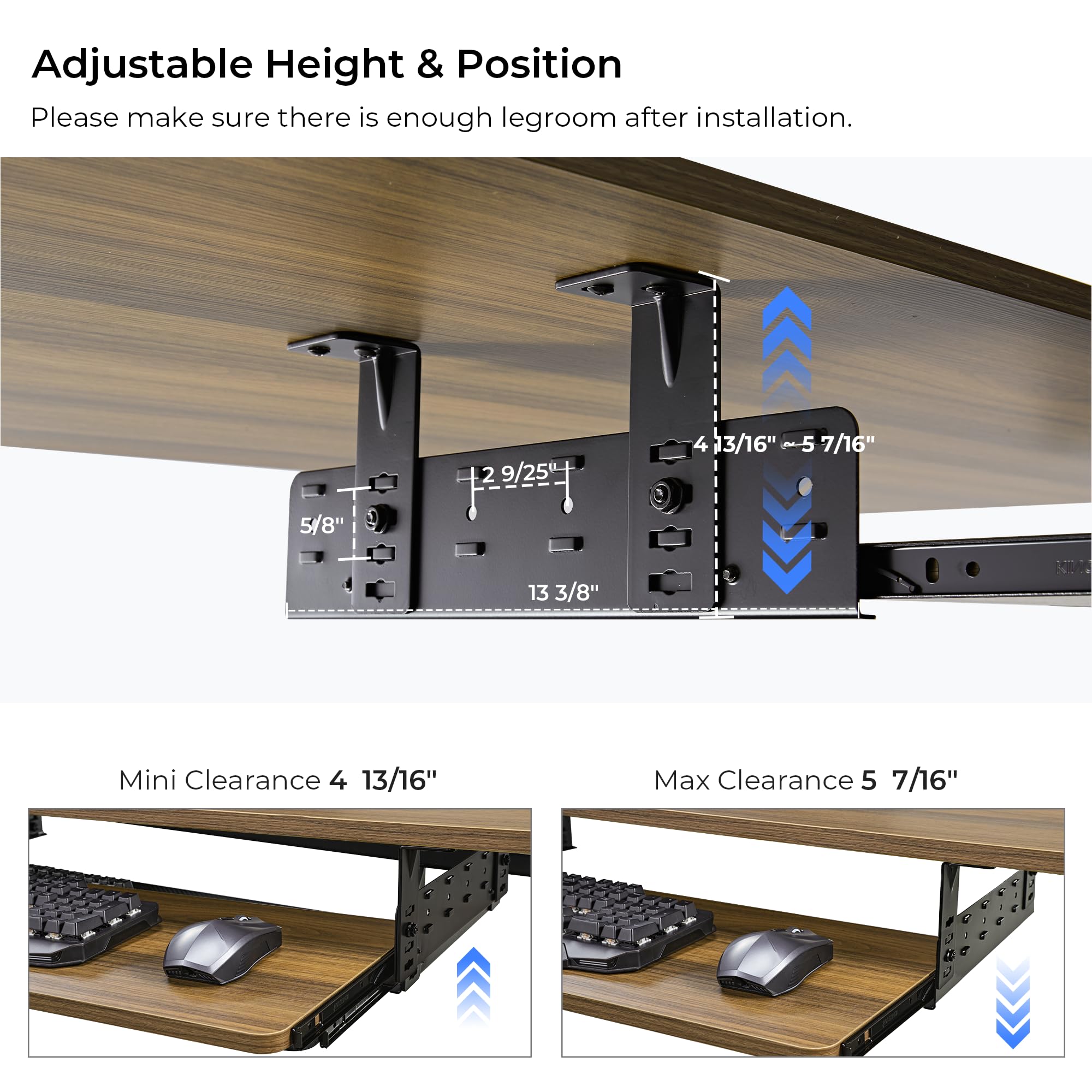 Snapklik.com : Adjustable Keyboard Tray Under Desk, 28x11 Inch Large ...