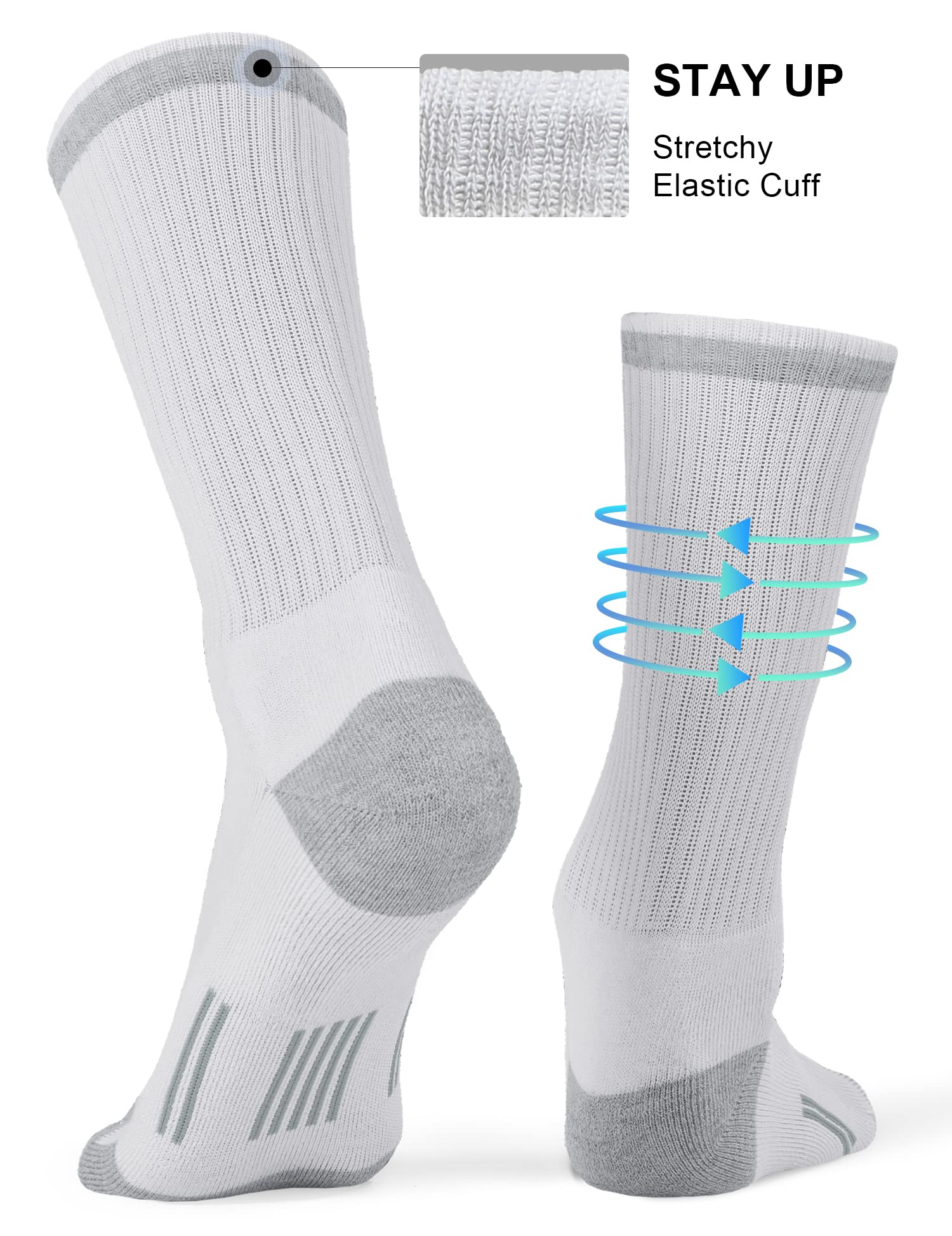 Snapklik.com : FITRELL 6 Pack Mens Athletic Crew Socks Cushioned Work ...