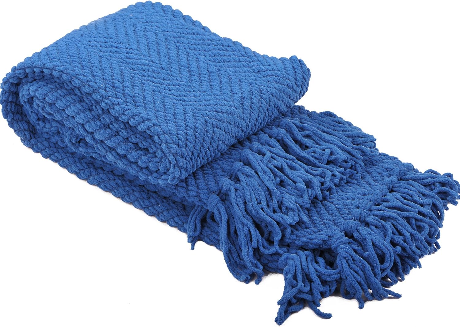 Amazon.com: Home Soft Things Blue Throw Blanket Knitted Tweed Throw 50 ...