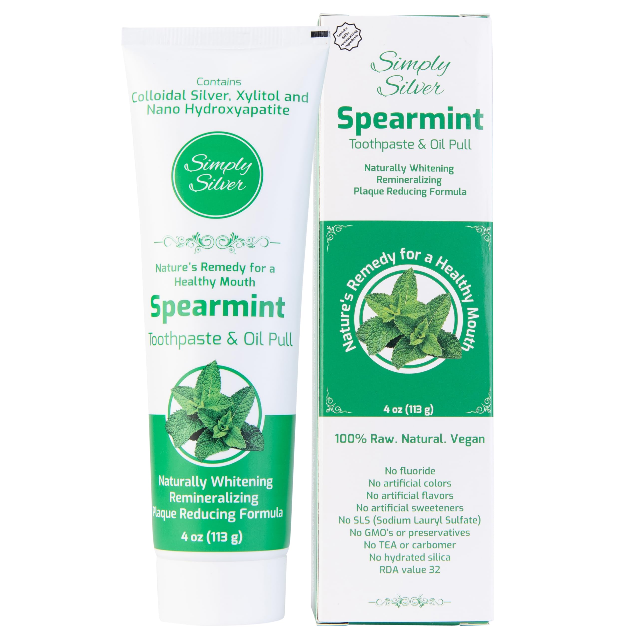 Amazon.com: Simply Silver Toothpaste Spearmint - Nano Hydroxyapatite ...