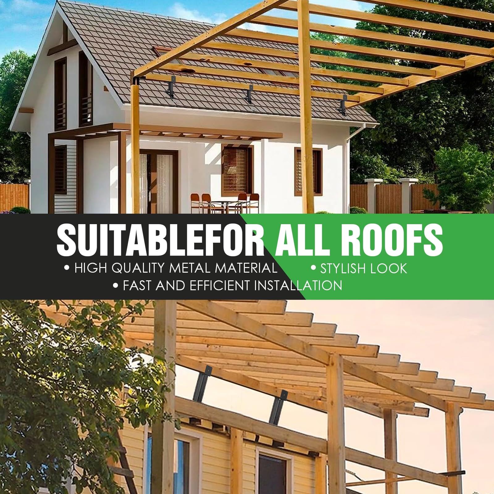Snapklik.com : Lipshome 3Pcs Roof Riser Brackets Kit, Pergola Roof ...