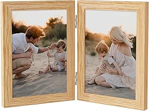 Amazon.com - Axeman 5x7 Double Picture Frame - Solid Oak Wood Vertical ...