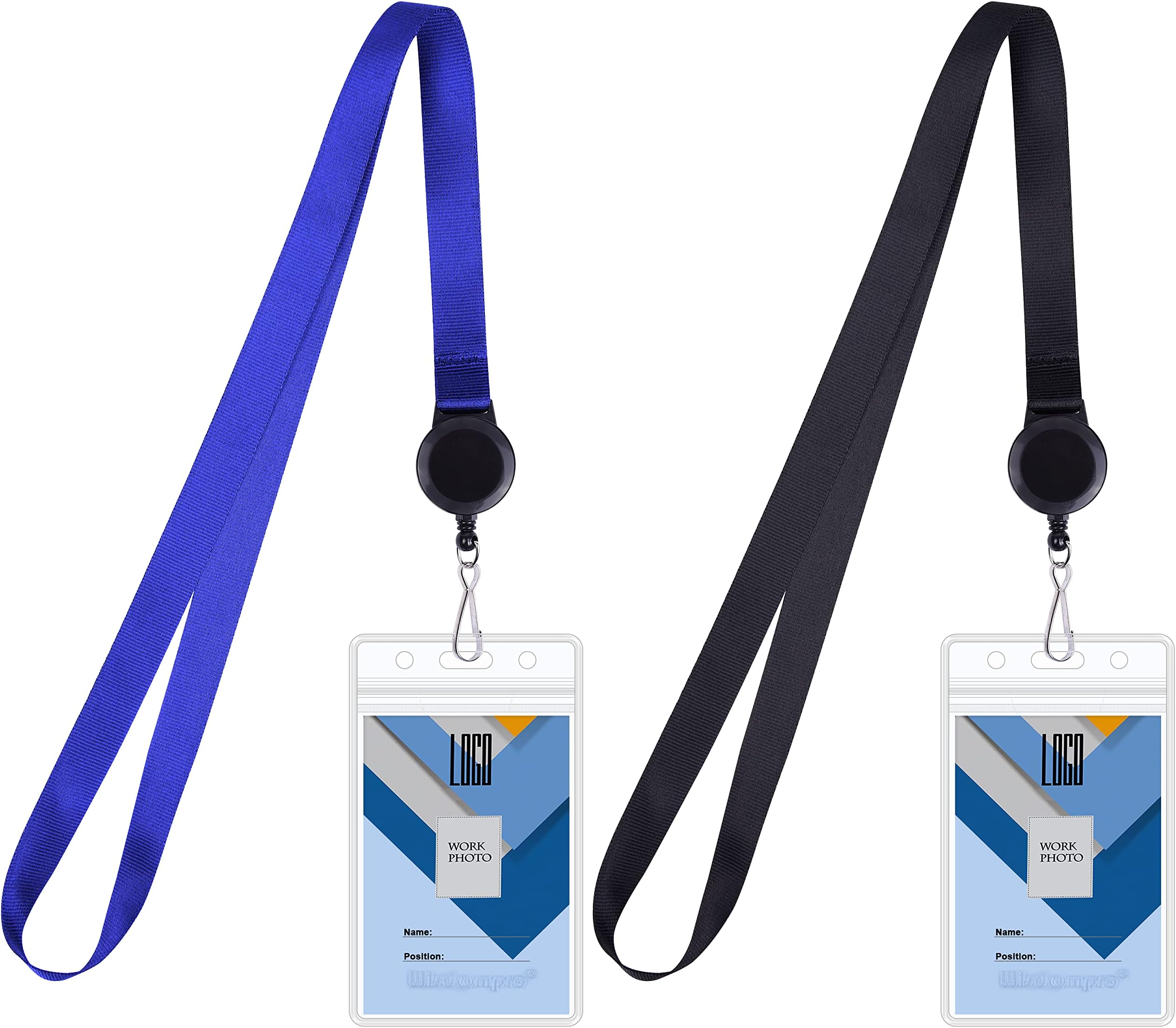 YOUOWO Lanière de sécurité avec enrouleur de badge rétractable et porte ...