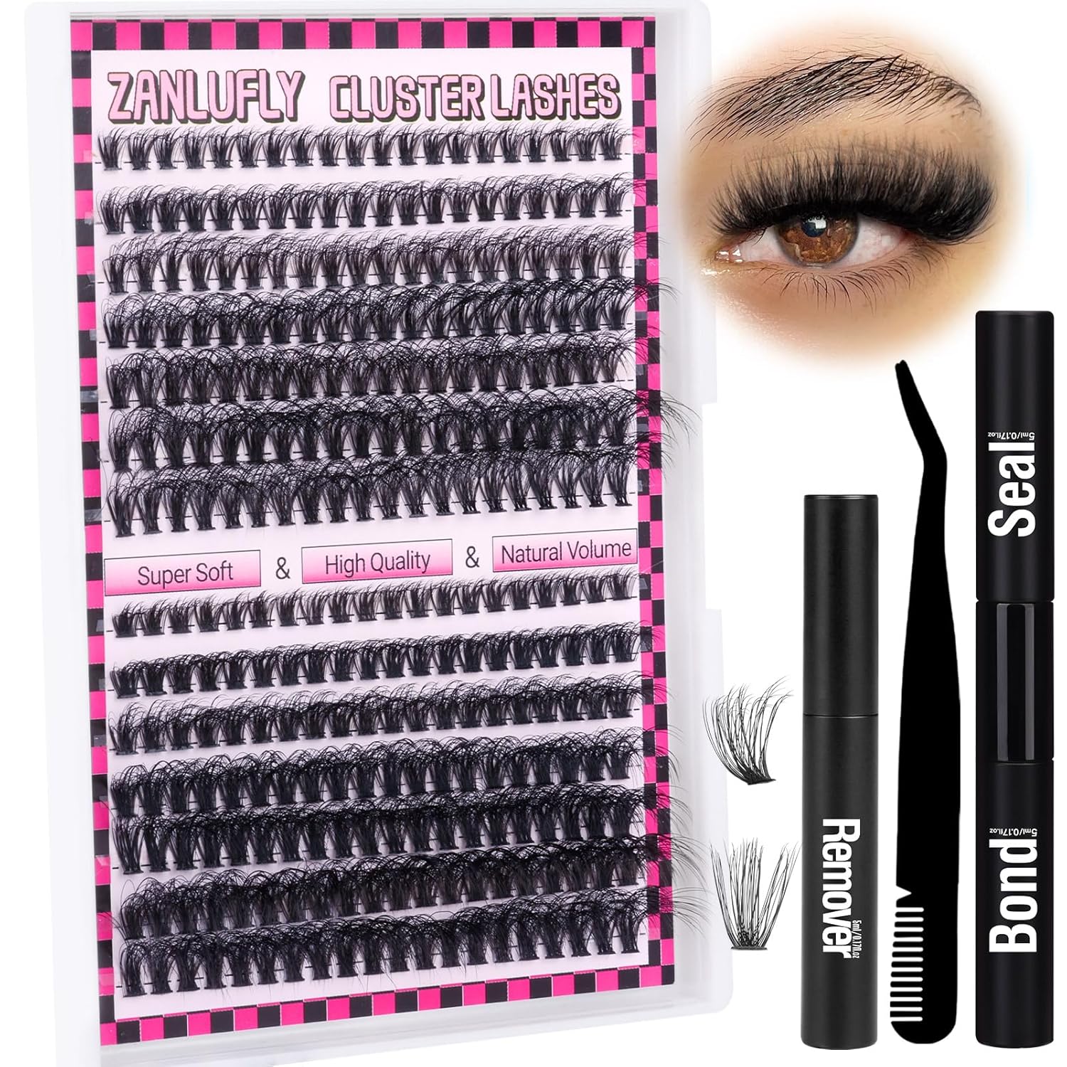 Amazon.com: Fluffy Lash Clusters Kit 280Pcs Individual Lashes Kit 30D ...