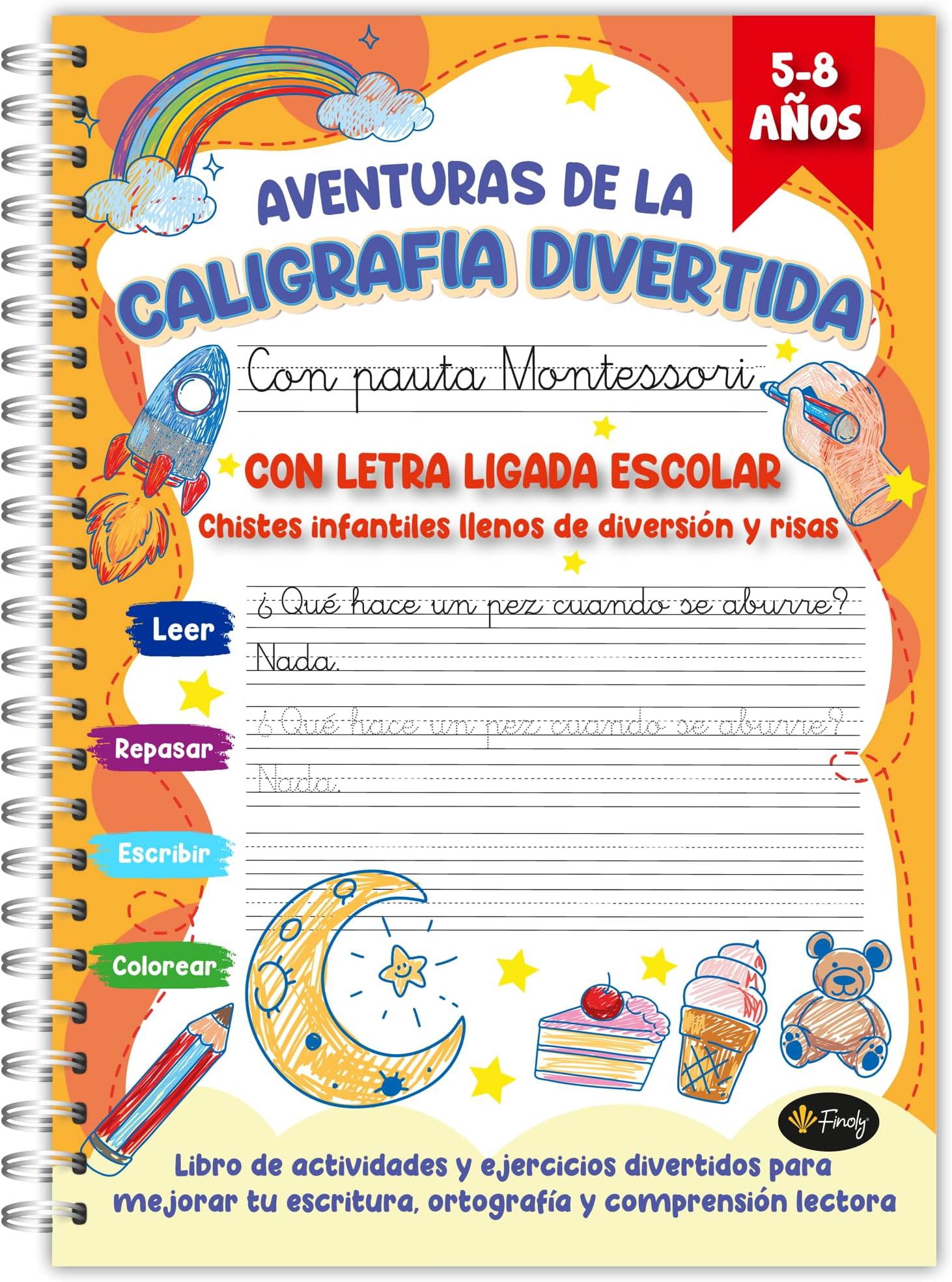 Finoly Cuaderno Aprender a Escribir Letras y Números Pauta Montessori ...