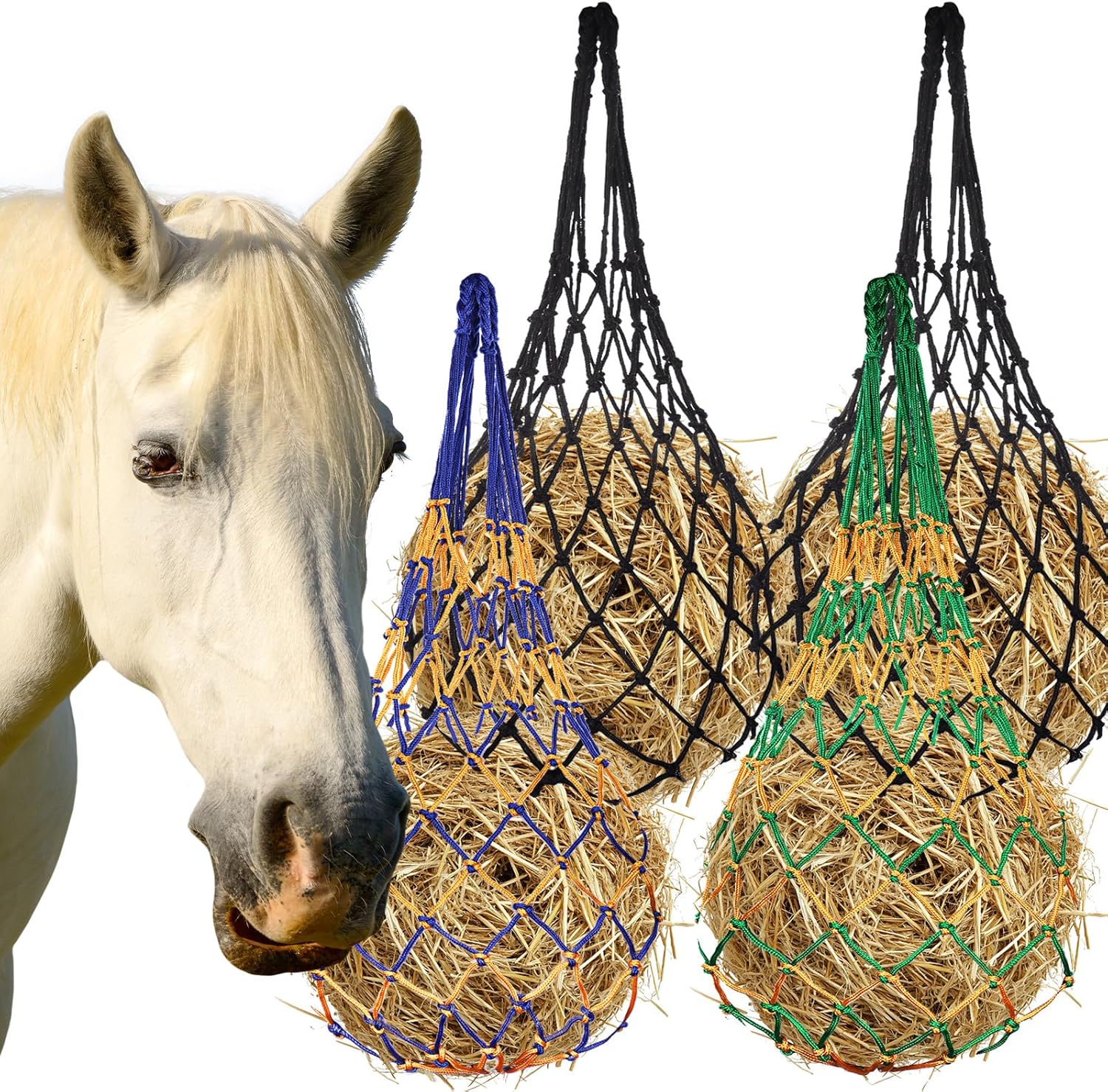 Amazon.com: Easywiny 4 Pcs Hay Nets for Horses, Slow Feeder Hay Nets ...
